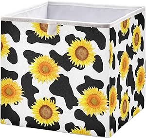 Amazon.com: Sletend Milk Cow Print Sunflower Rectangular Storage Bins ...
