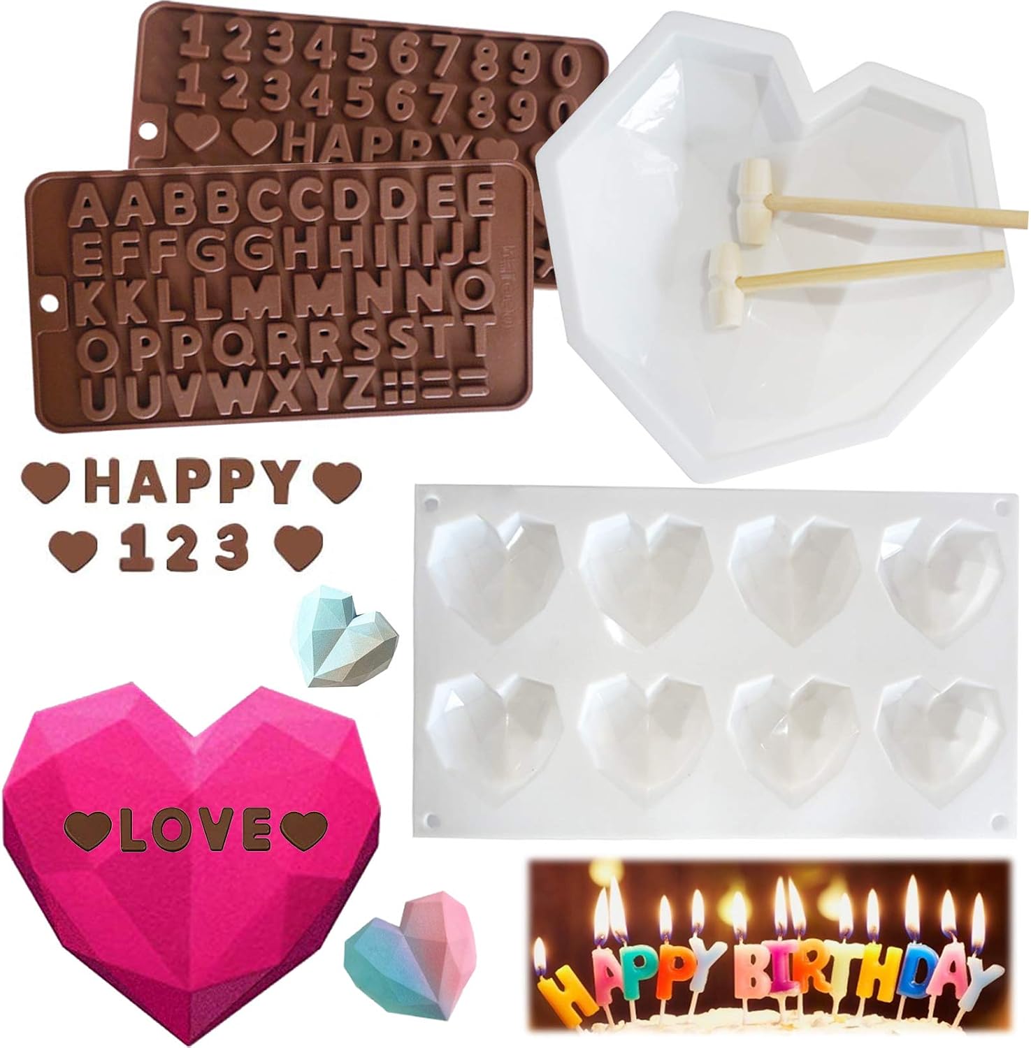 Amazon.com: Silicone Heart Mold for Mousse Cake Mold, Set of 6 Non ...