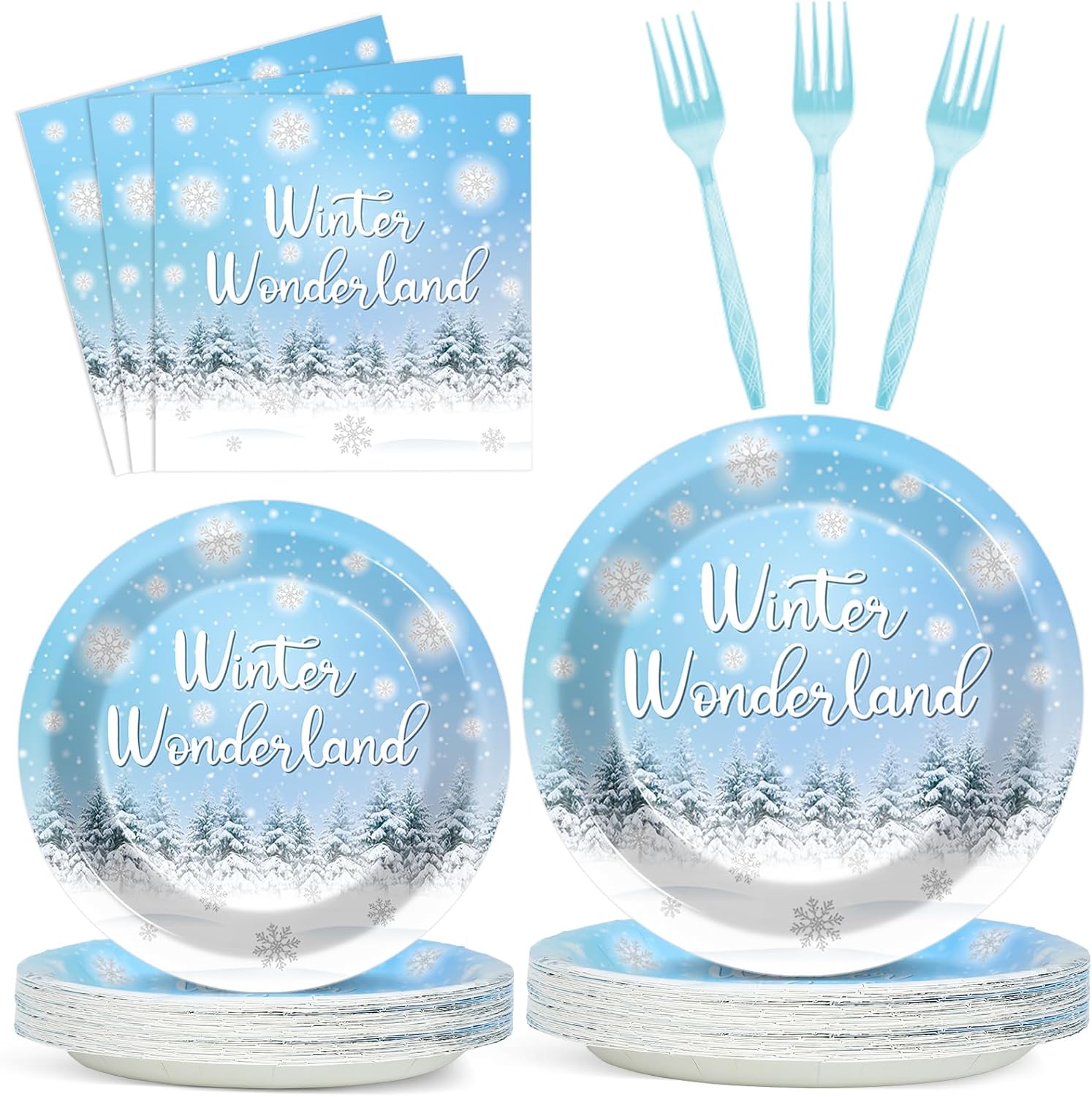 Amazon.com: 96 Pcs Christmas Winter Forest Plates and Napkins for ...