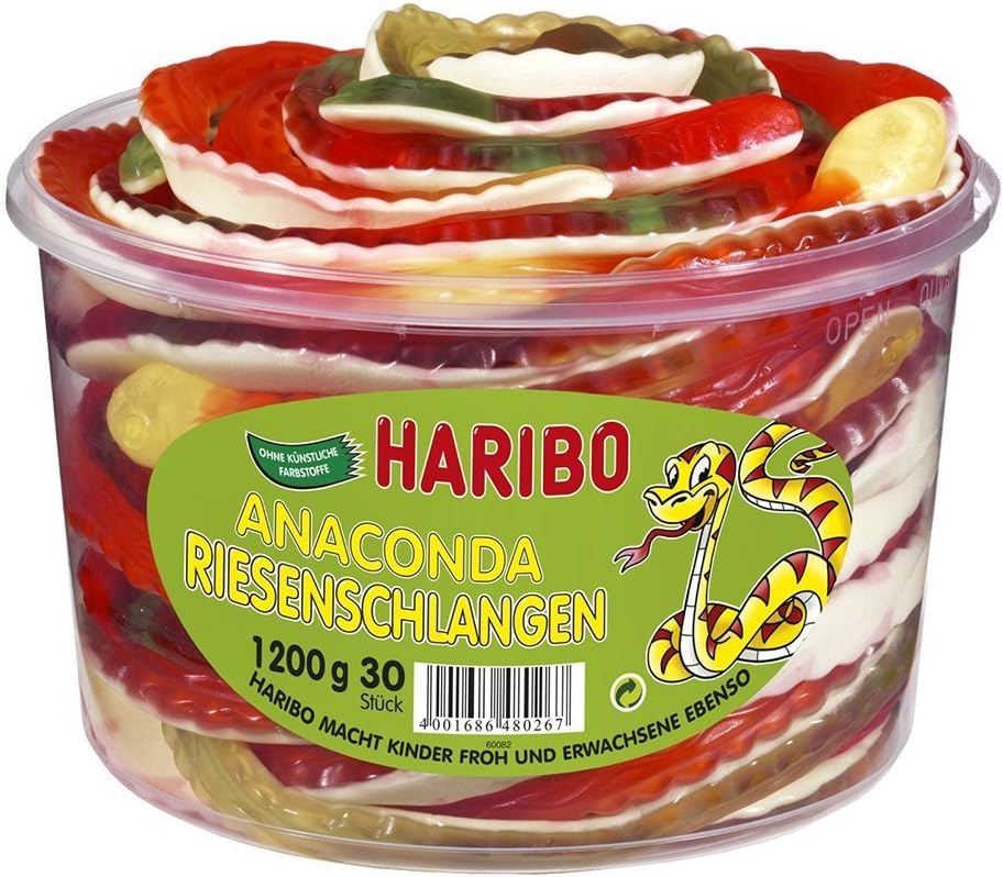 Haribo Giant Snakes Tub 1200g : Amazon.co.uk: Grocery