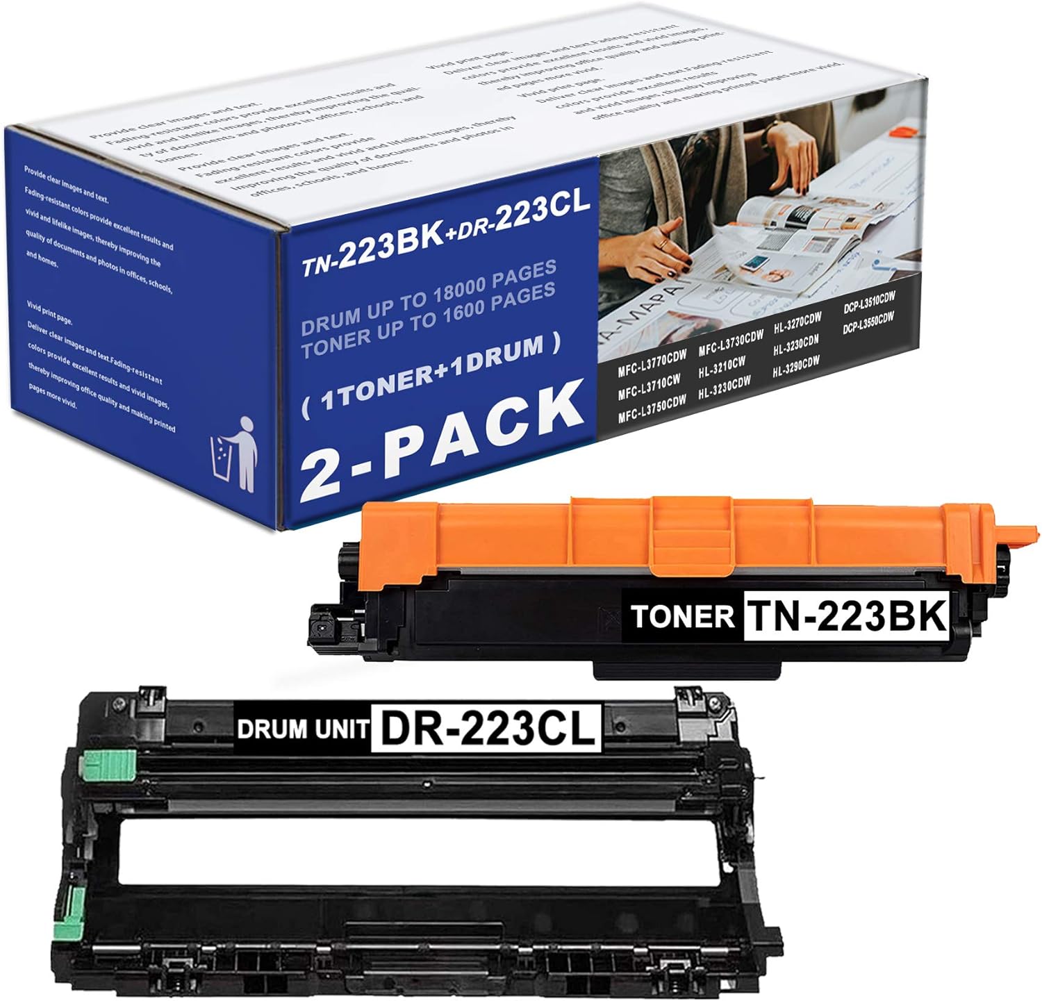 Amazon.com: TN223BK TN223 Toner Cartridge and DR223CL Drum Unit Set ...