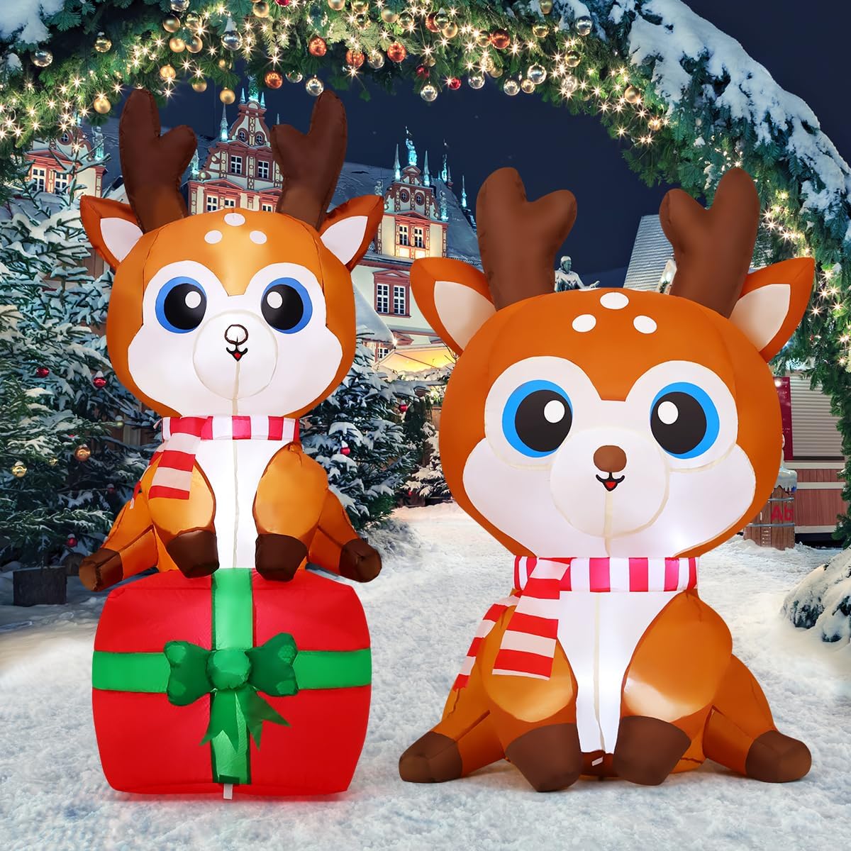 Amazon.com: GOOSH Christmas Inflatables Deer Outdoor Decorations Blow ...
