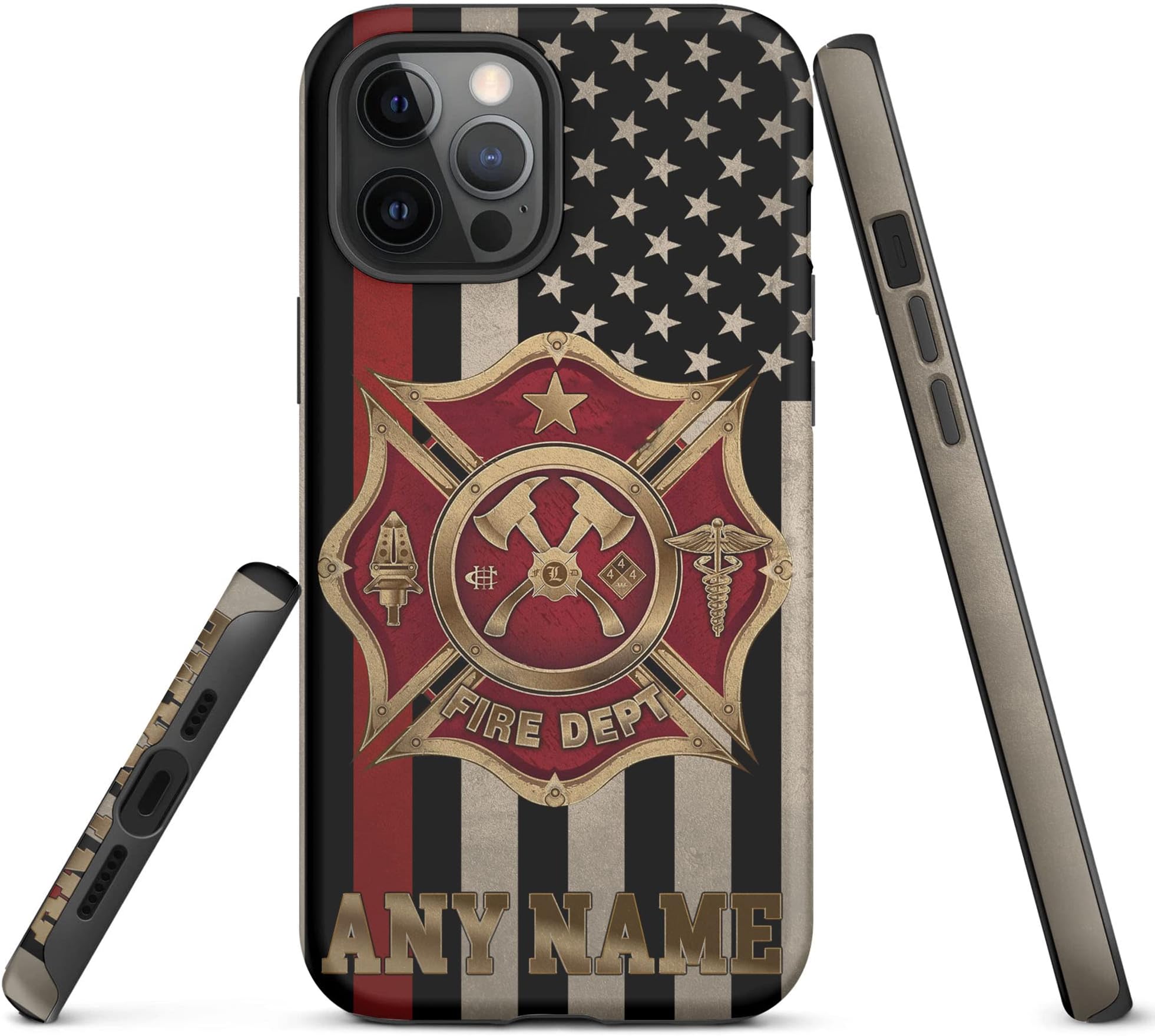 Amazon.com: DUCHUCASE Personalized American Flag Vintage Fireman Phone ...