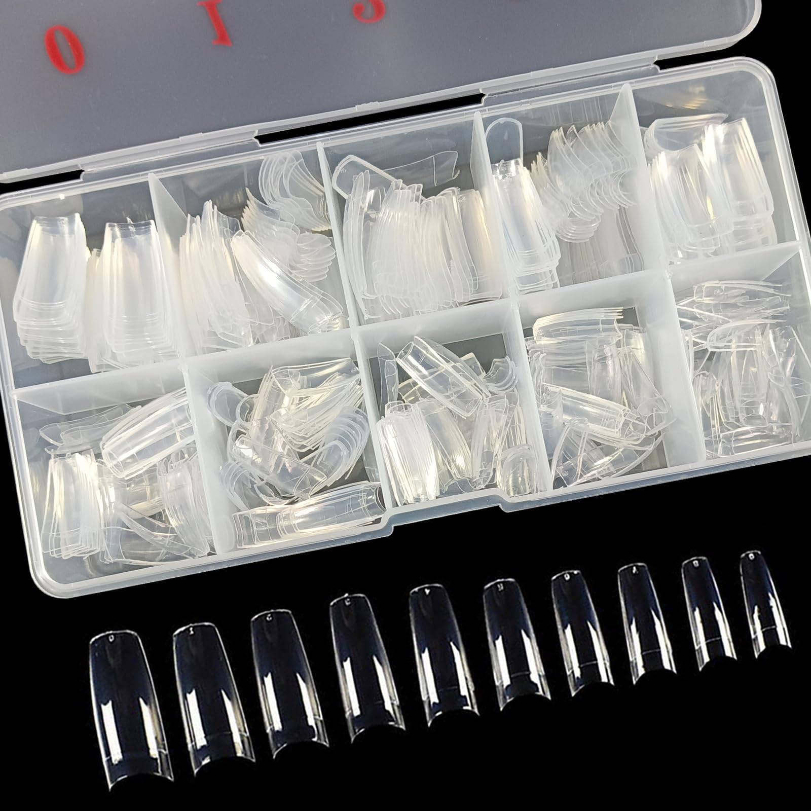 Amazon.com: LXRFLBCJ 500PCS Clear half cover false nails tips Gel nail ...