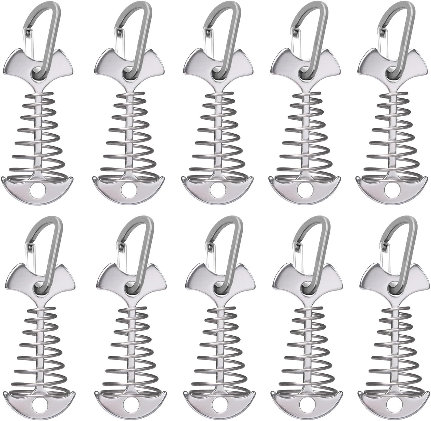 Amazon.com : Fishbone Deck Anchor Pegs with Carabiners, Aluminium Tent ...