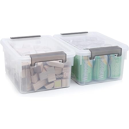 Bienvoun 7L Storage Box with Lids Plastic Clear Storage Boxes Stackable ...