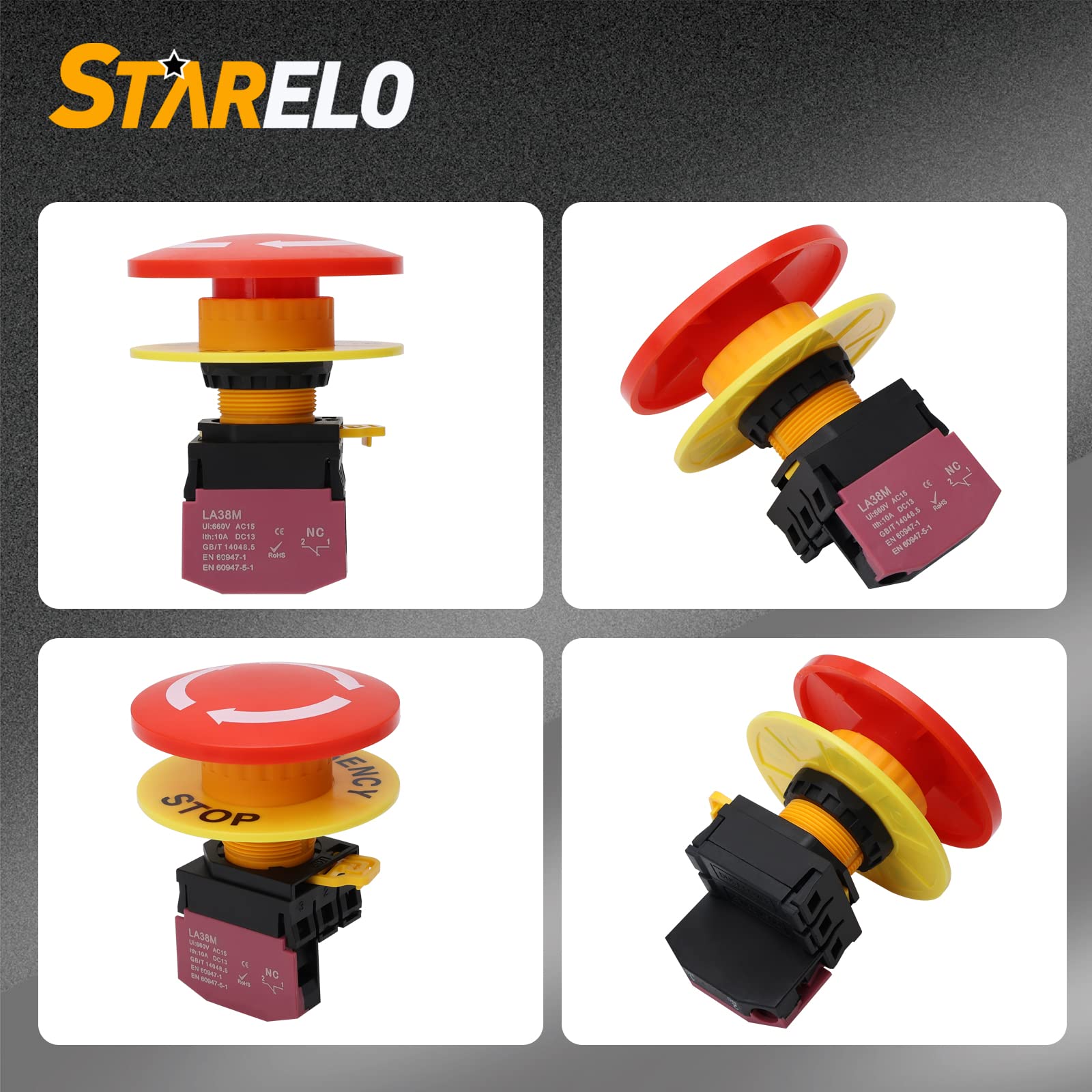 Snapklik.com : 22MM 1NC Big Head Red Mushroom Emergency Stop Latching ...