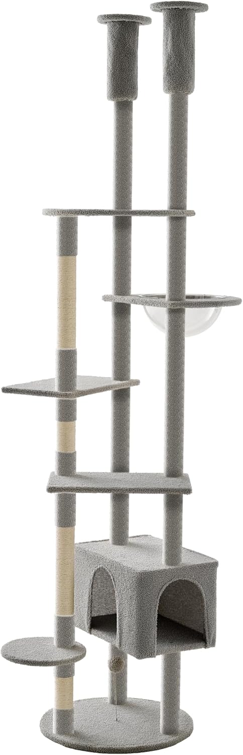 Amazon | MOTASAN キャットタワー 突っ張り スリム 全高229～257cm 多頭飼い シンプル 省スペース 宇宙船 大型猫 ...