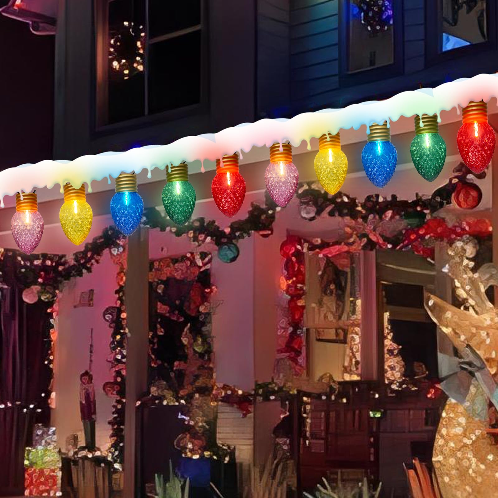 Konictom 16FT Jumbo Christmas Lights,C7 Jumbo Xmas String Lights ...