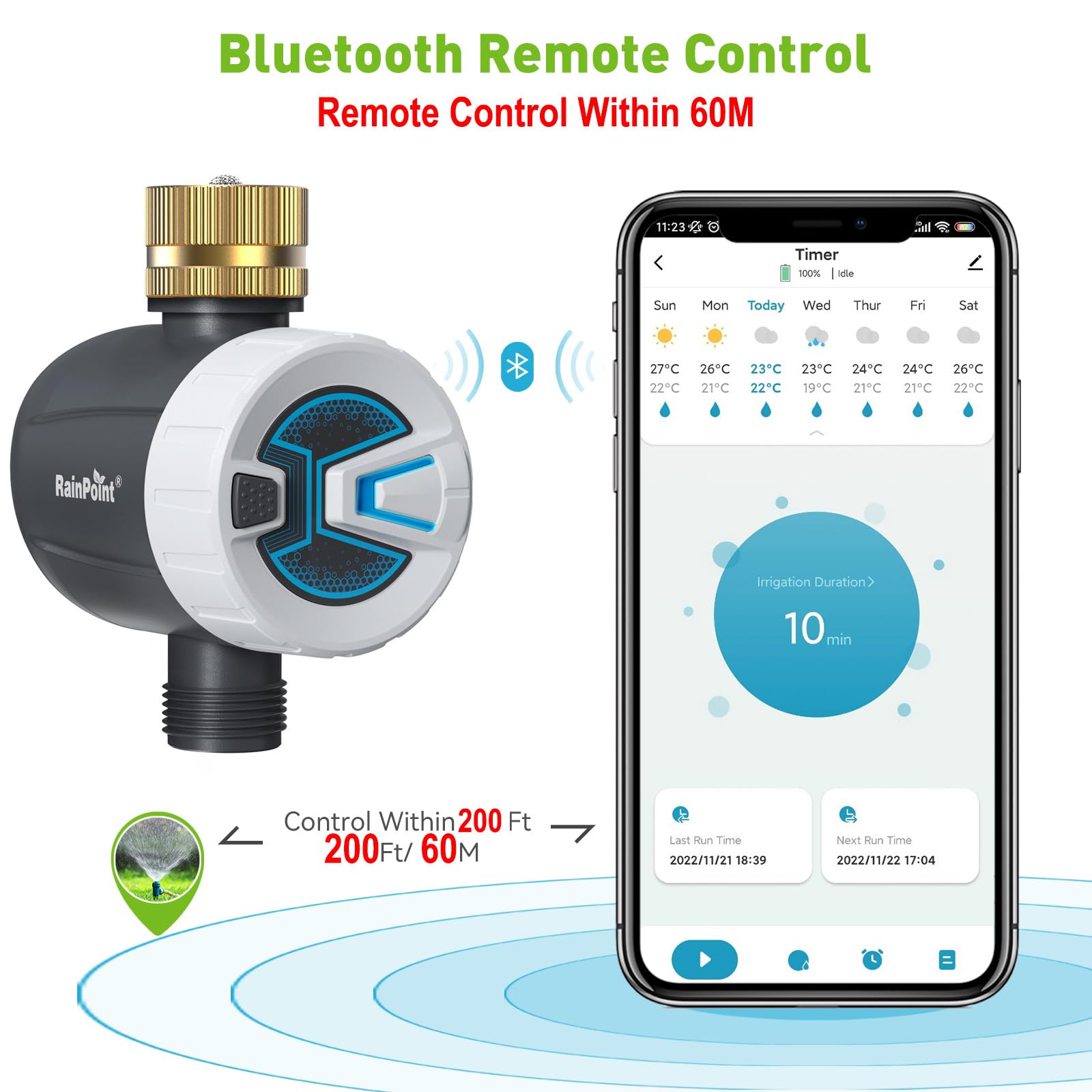 Snapklik.com : RAINPOINT Sprinkler Timer, Bluetooth Water Timer For ...