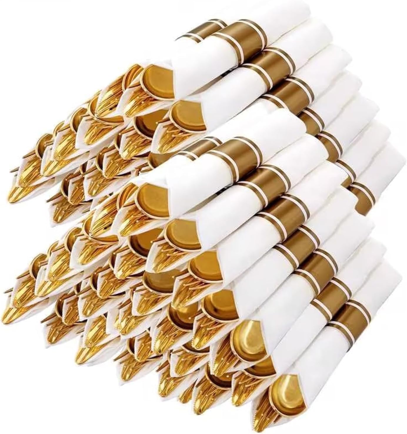 Amazon.com: Nervure 400PCS Pre Rolled Gold Plastic Silverware Sets ...