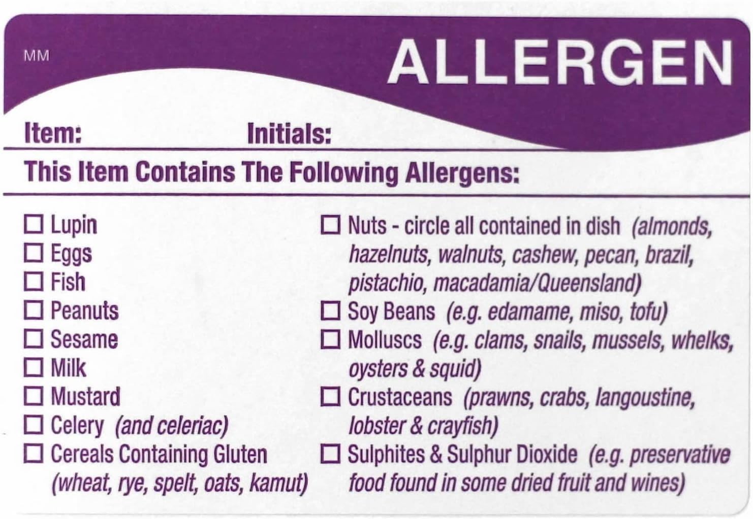 Food Allergen Warning Labels - Roll of 500 - Food Labels to Denote ...