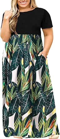 Halife Womens Plus Size Bohemian Dresses Summer Casual Floral Beach ...