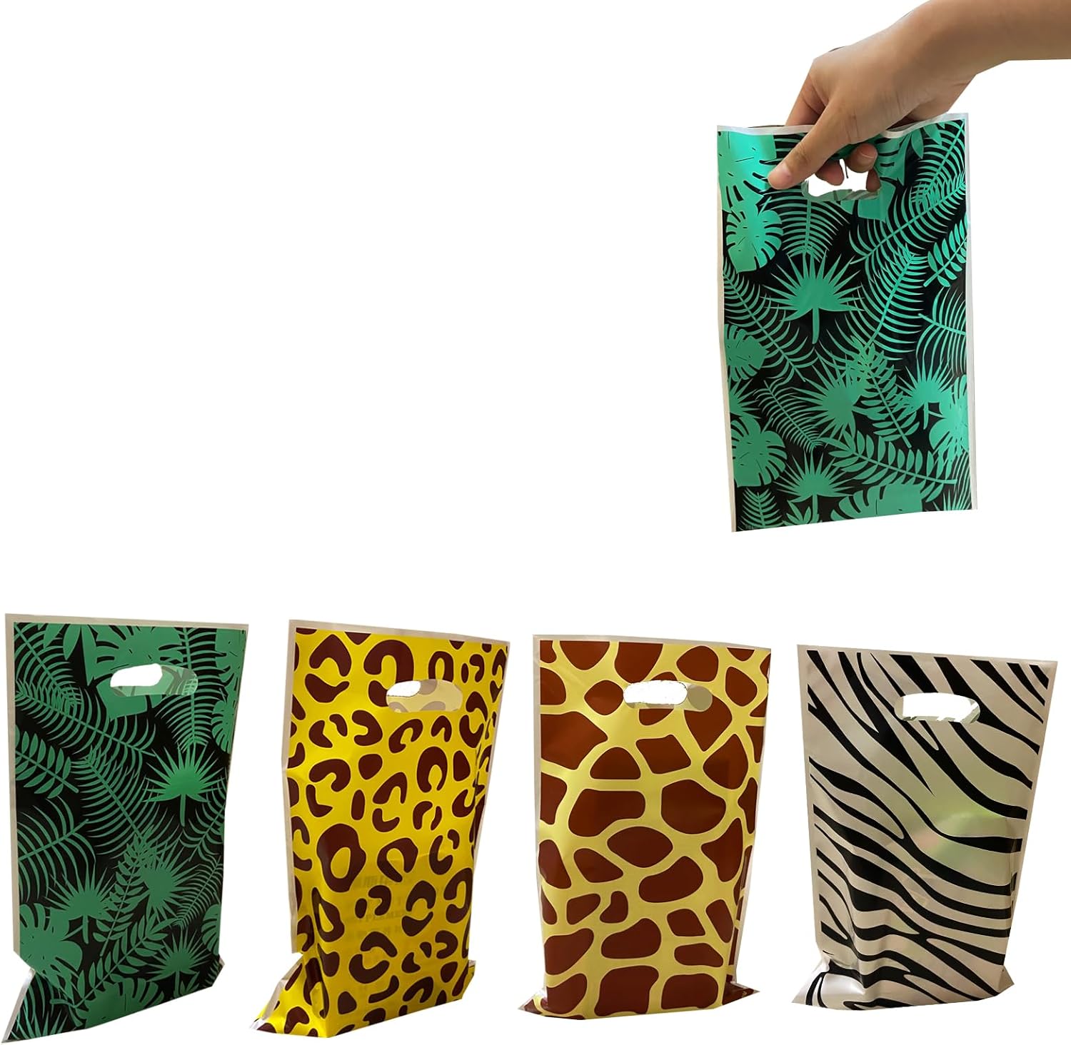 Amazon.com: 40Pcs Animal Print Party Bags Zoo Print Goody Candy Treat ...