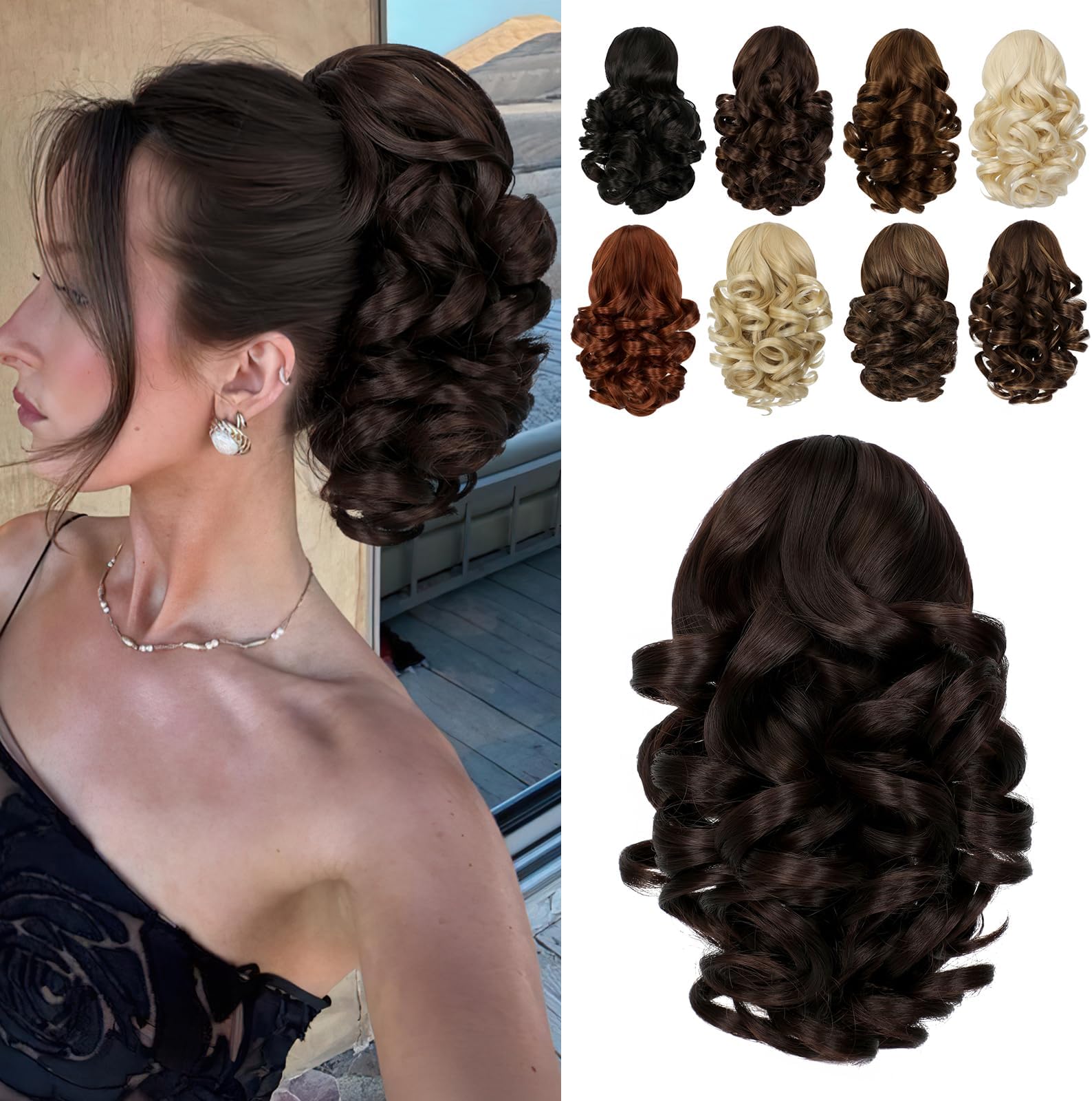 Amazon.com : Dybst 12“Claw Curly Ponytail Extension Clip in Short Curl ...