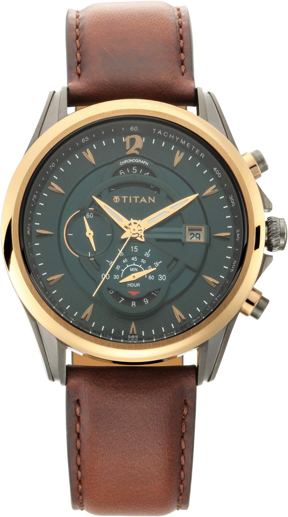 Buy Titan Timeless Treasure Green Dial Analog Leather Strap Watch for ...