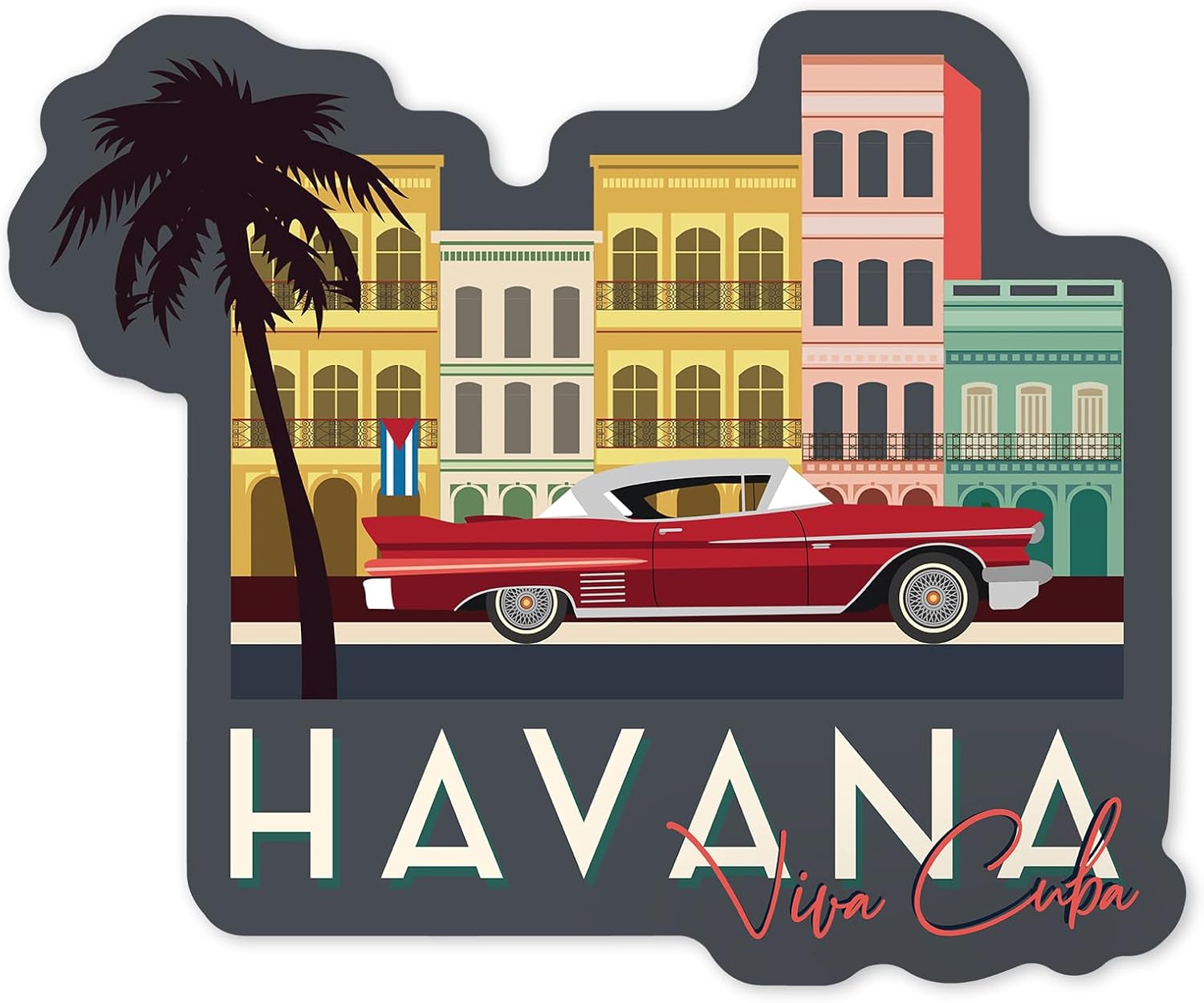 Amazon.com: Lantern Press Sticker Havana, Cuba, Buildings and Vintage ...