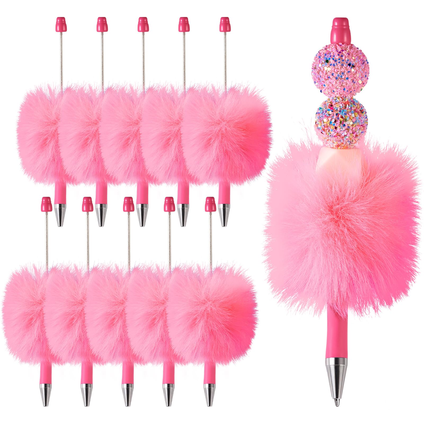 Amazon.com : Beadthoven 10pcs Fluffy Beadable Pens, Cute Plush Ball ...