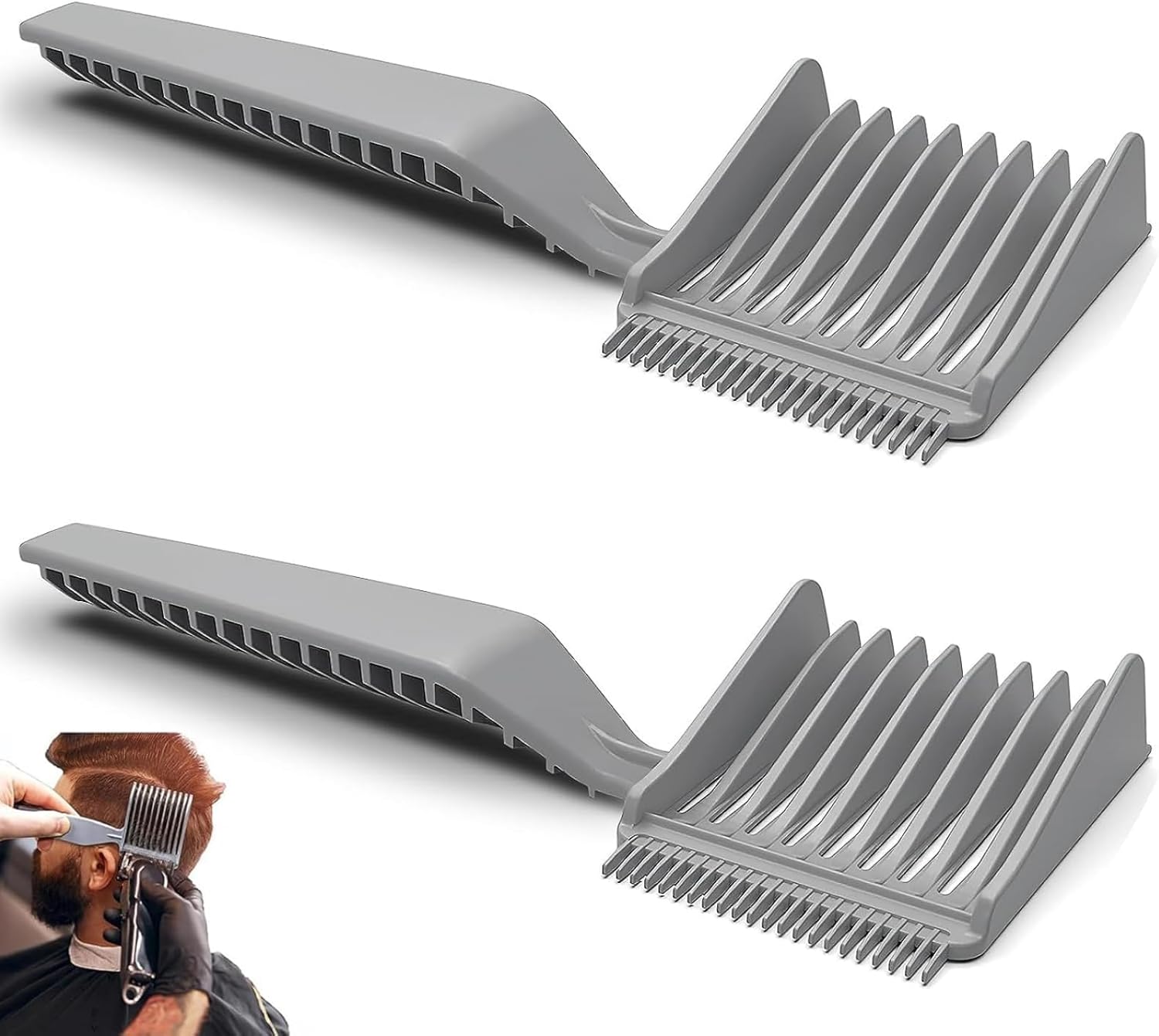 TAVVKE 2 Pcs Barber Fade Combs, Professional Hair Cutting Comb Curved Positioning Clipper Comb ...