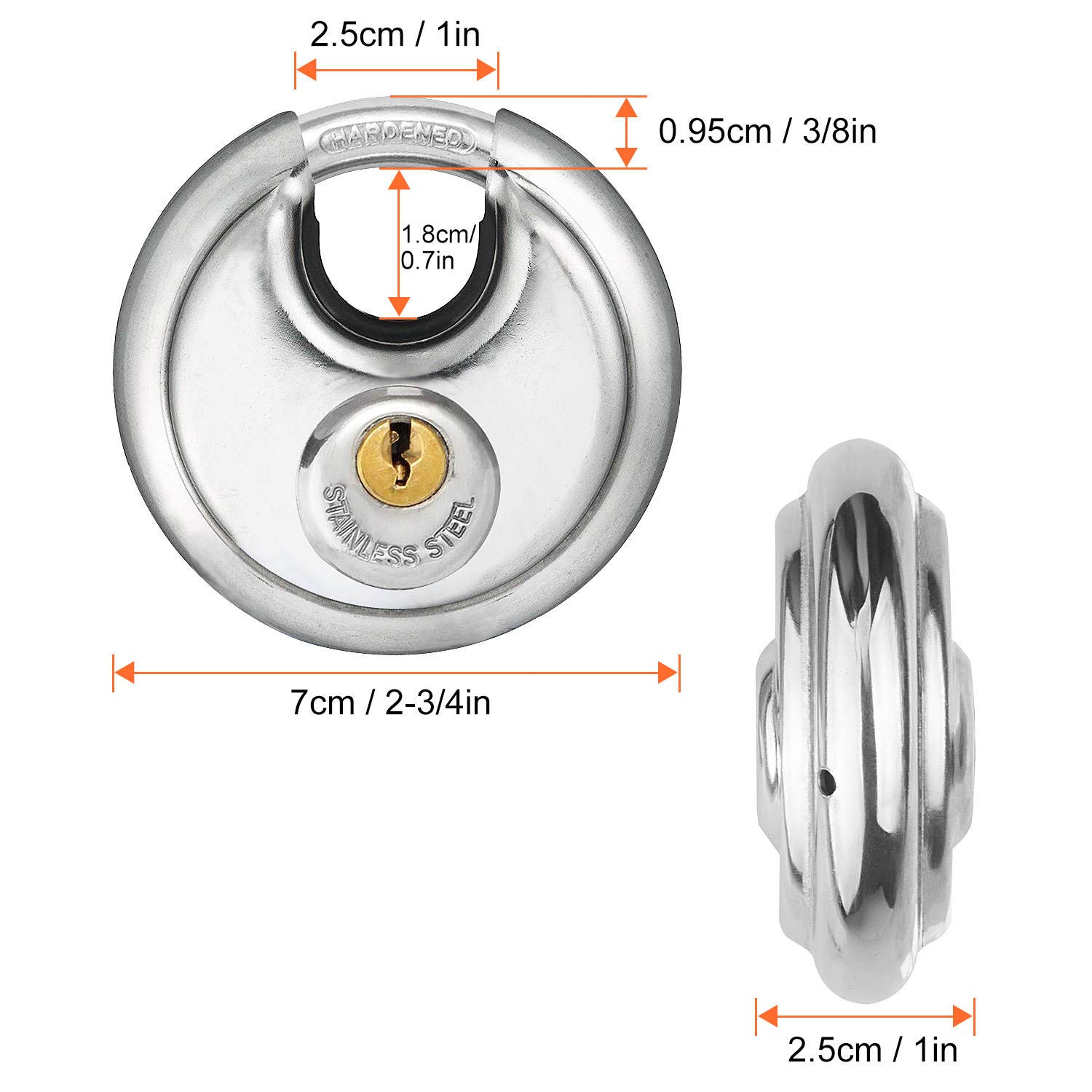 Snapklik.com : ABuff Disc Keyed Padlock 2 Pack Round Padlock Stainless ...