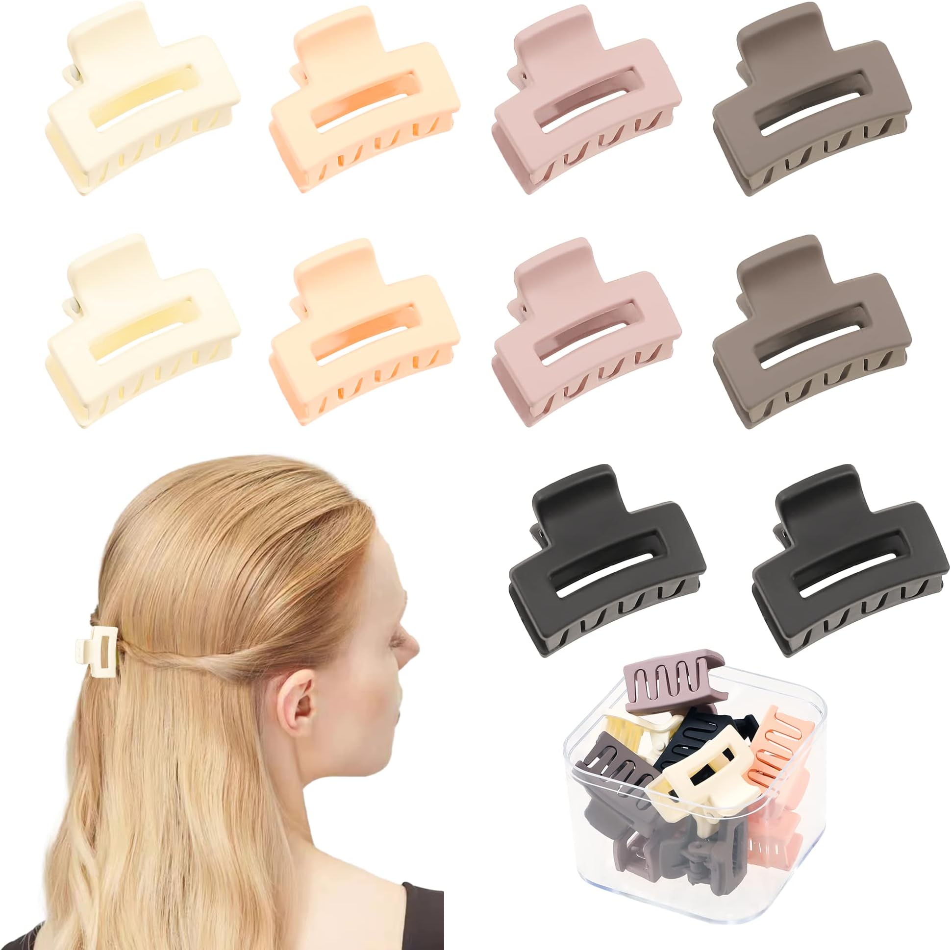 Amazon.com: Small Hair Claw Clips for Thin Hair,Mini Cute Square Hair ...
