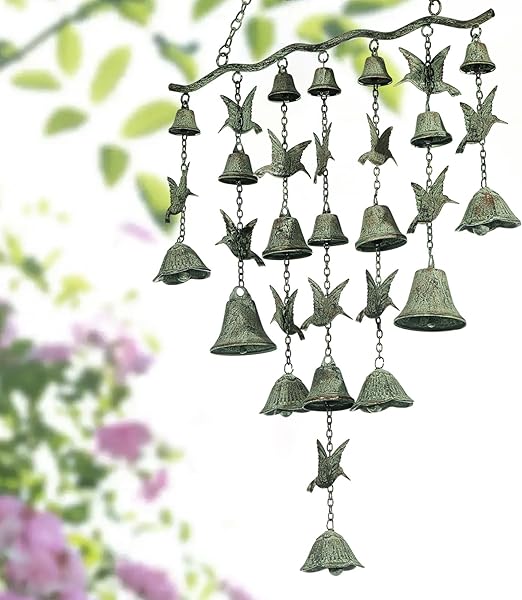 Amazon.com : Hummingbird Wind Chimes for Outside, Large Strung ...