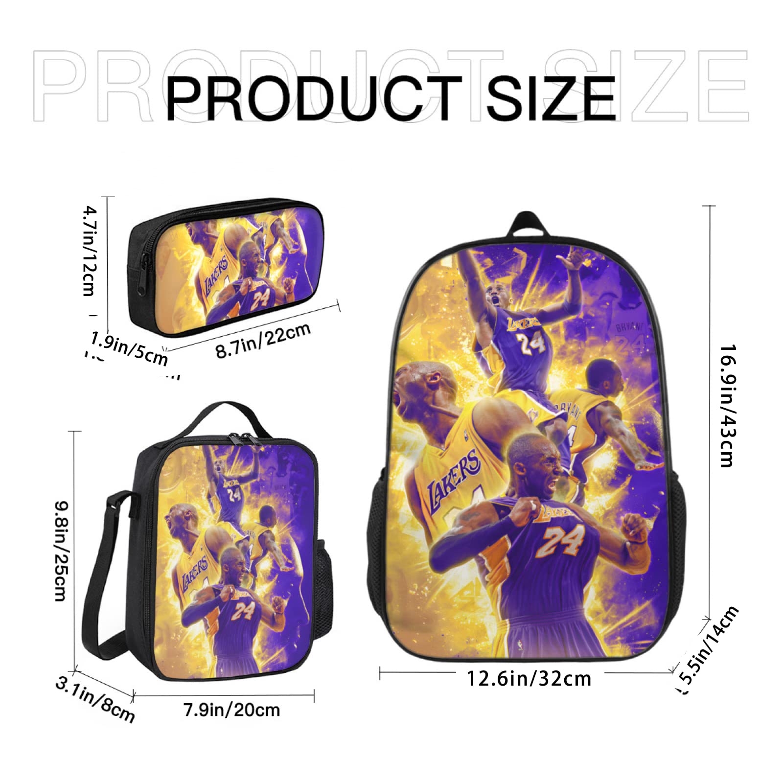 Mxiwngp 3-Piece Multifunctional Basketball Star Player Backpack Set ...