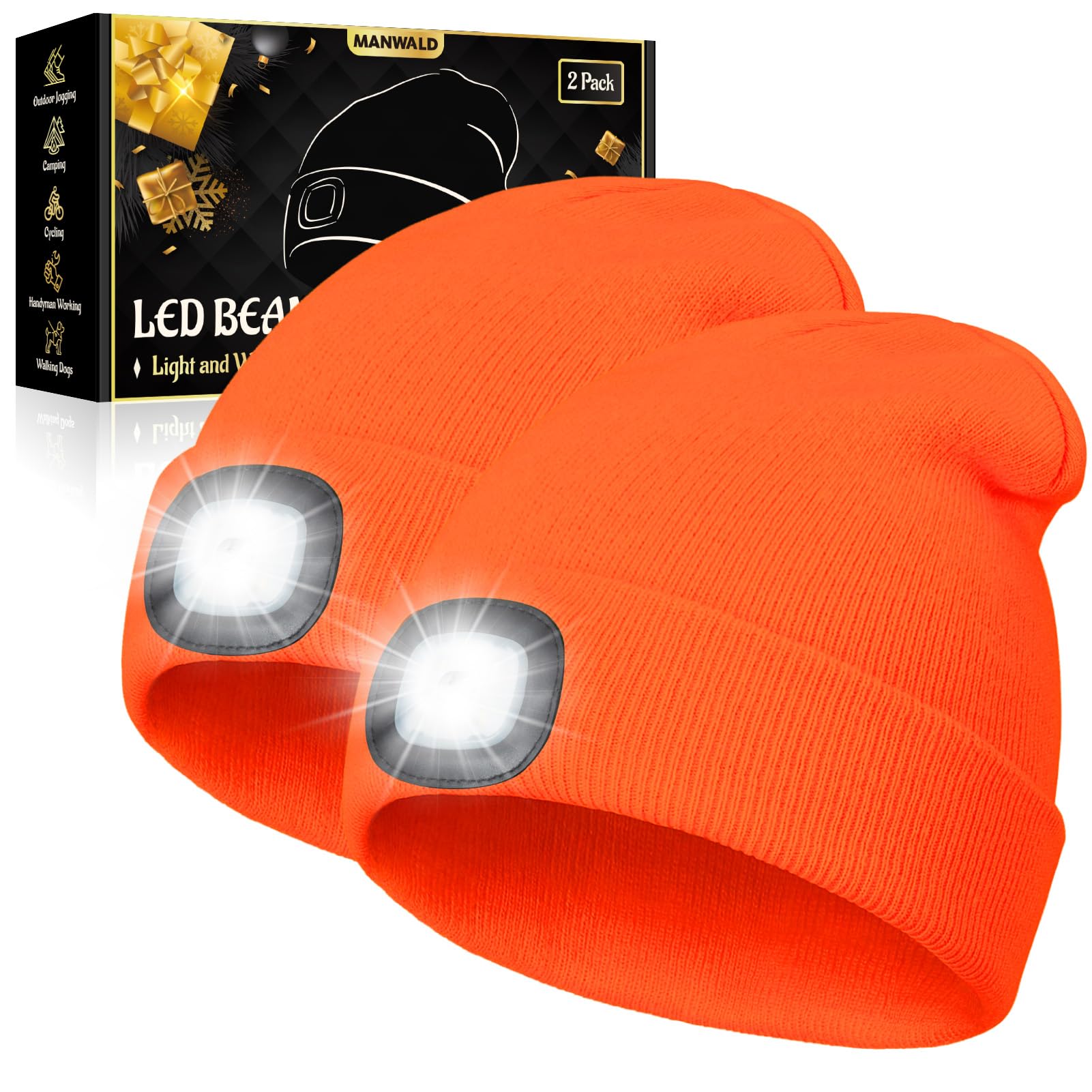 Amazon.com: MANWALD LED Beanie Hat with Light, USB Rechargeable LED ...
