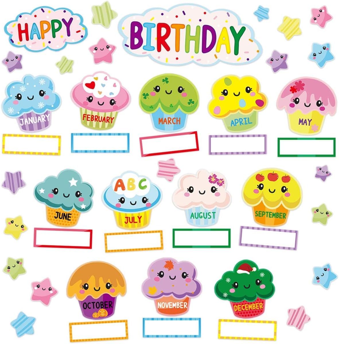 Amazon.com: JarThenaAMCS 85Pcs Happy Birthday Bulletin Board Set Movie ...