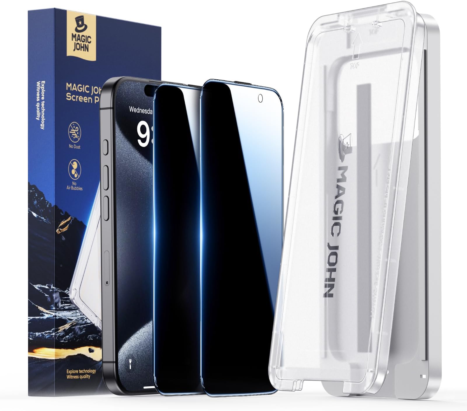 MAGIC JOHN 3rd Gen Upgraded for iPhone 15 Pro Max Privacy Screen Protector 6.7 Inch, 25°Anti-Spy ...