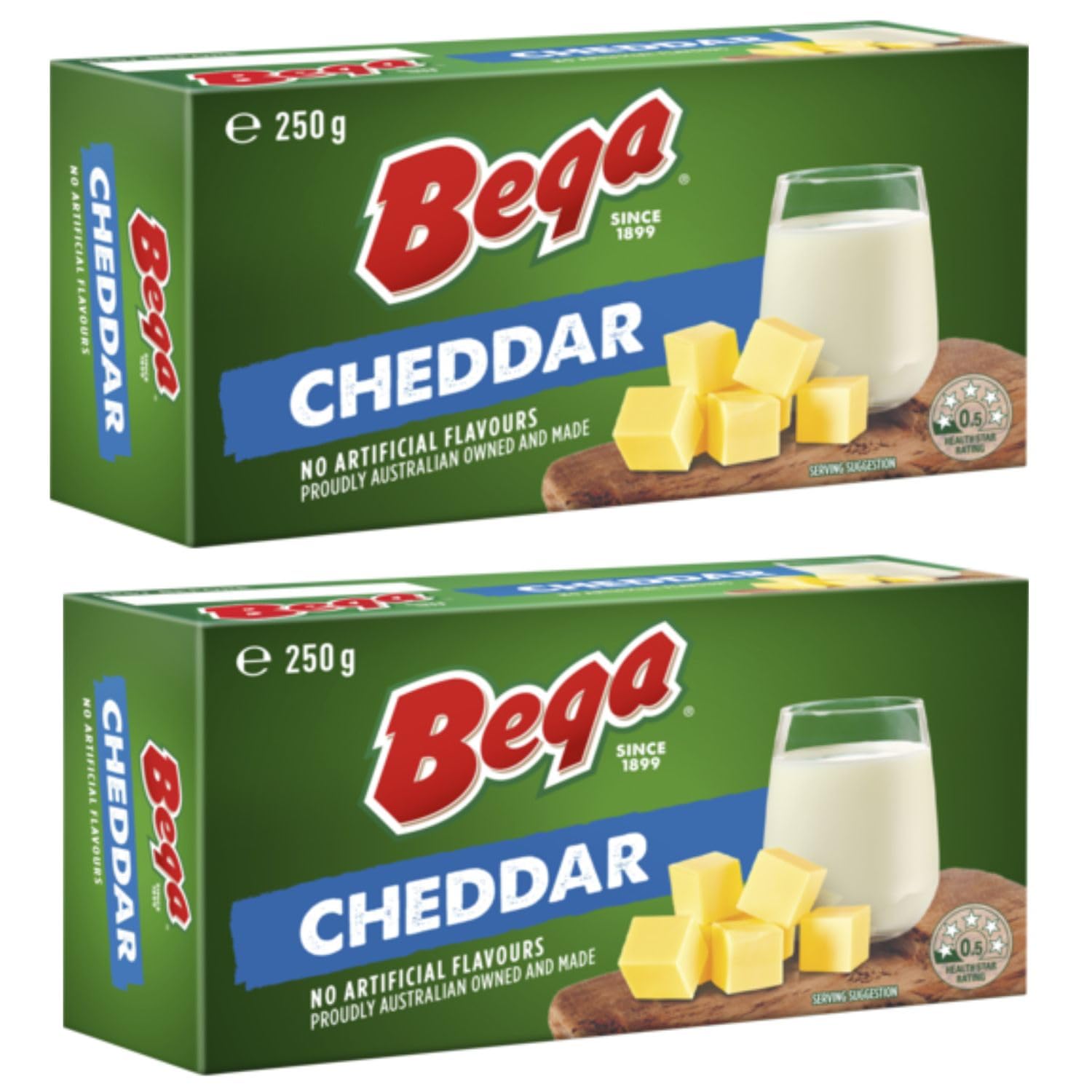 Amazon.com: Bega Cheddar Cheese Block (Pack of 2 x 250g Ea) Made from ...