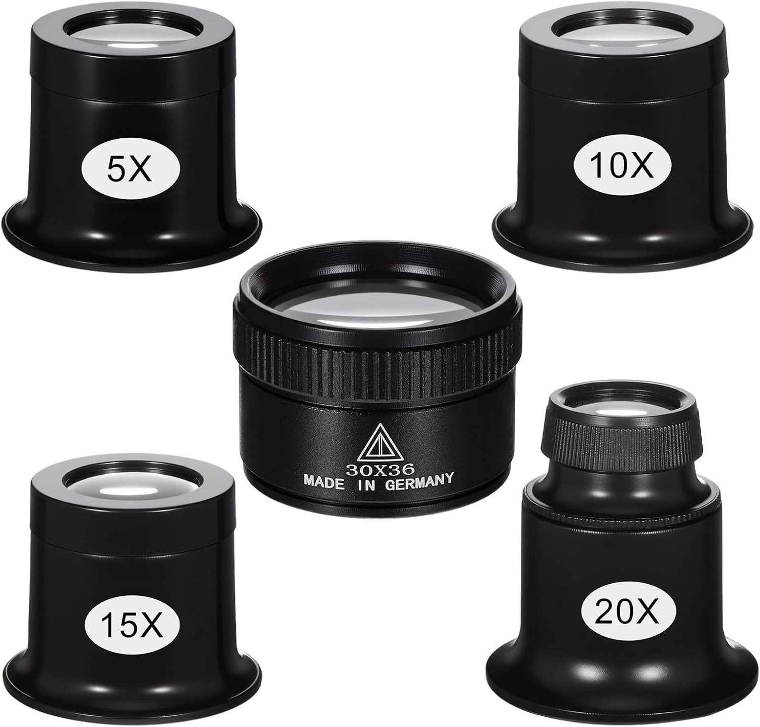 5 Stück Juwelier Lupe Uhrmacherlupe 5x/10x/15x/20x/30x, Tragbar ...