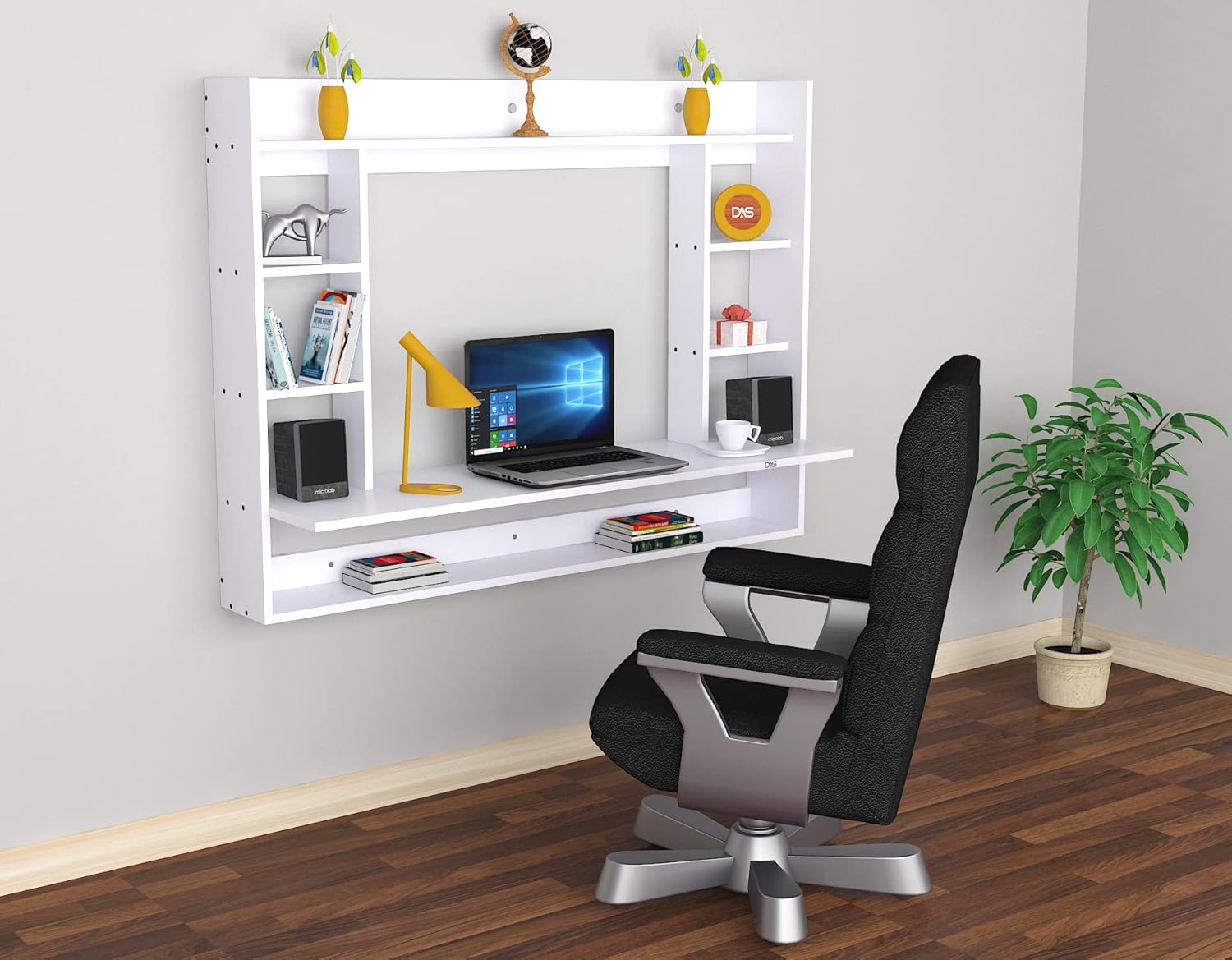DAS Belén Wall Mount Engineered Wood Study Desk/Table with Book Shelf ...