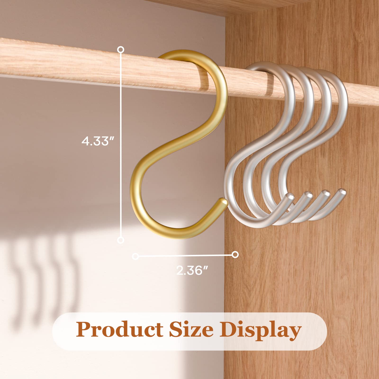 Snapklik.com : NewFamily 4.3in Aluminum Gold S Hooks For Hanging