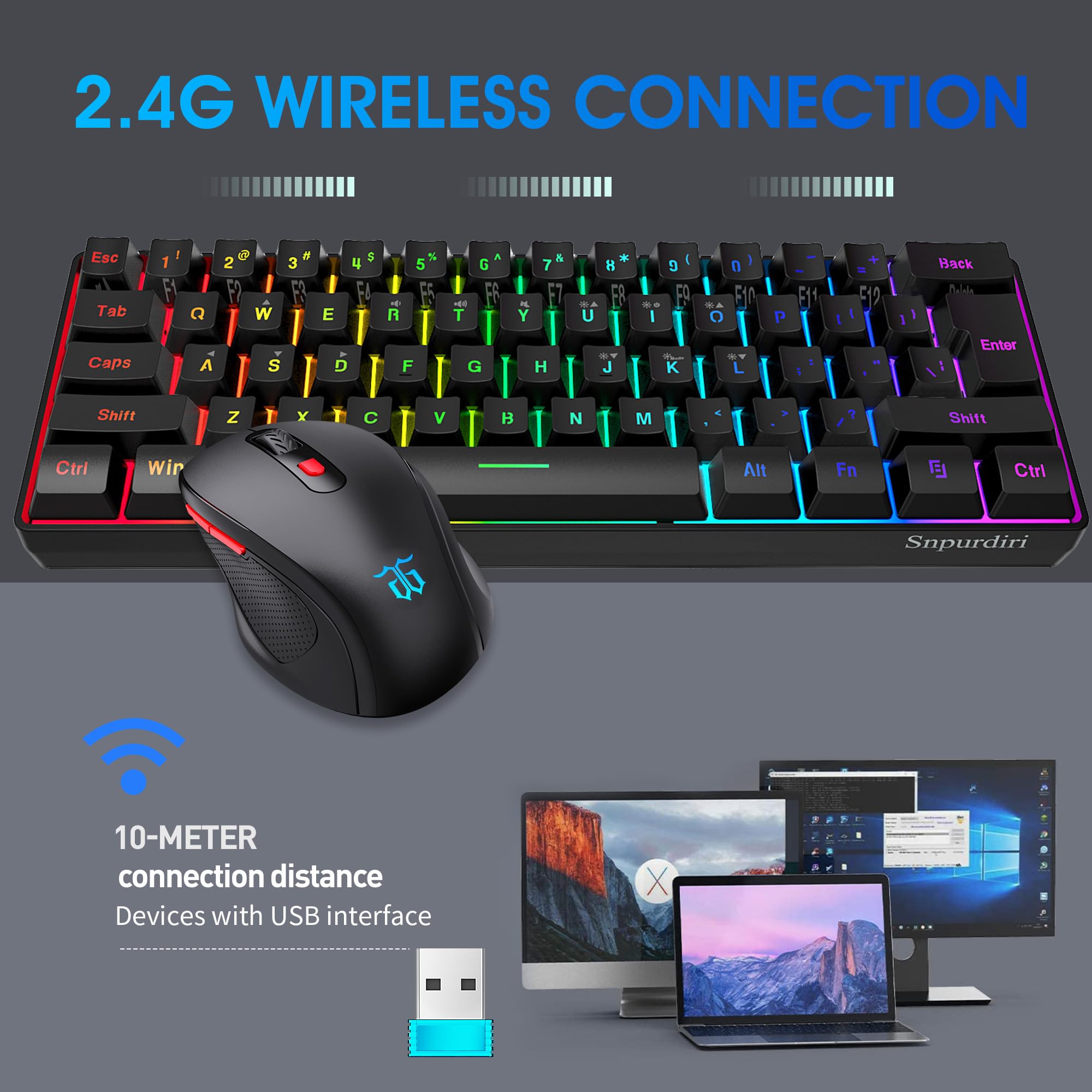 Snapklik.com : Snpurdiri 60% Wireless Gaming Keyboard And Mouse Combo