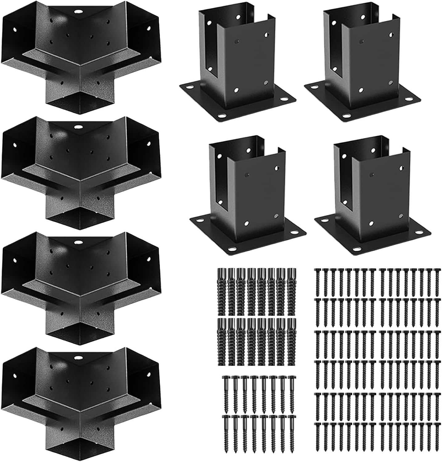 VENDUX 8PCS Pergola Bracket Kit, 4PCS 3-Way Right Angle Corner Bracket ...