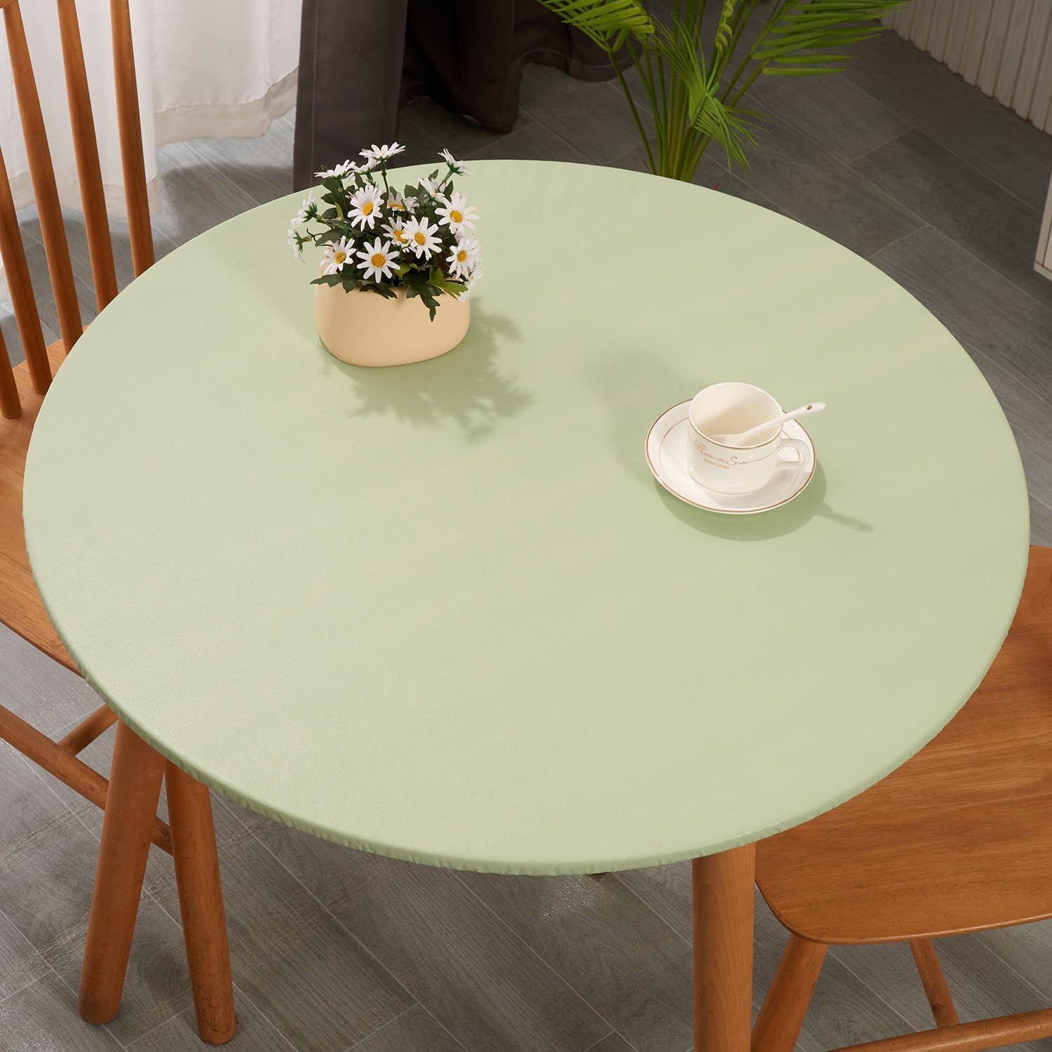 Amazon.com: Round Plastic Table Cloth, with Soft Flannel Backing,100% ...