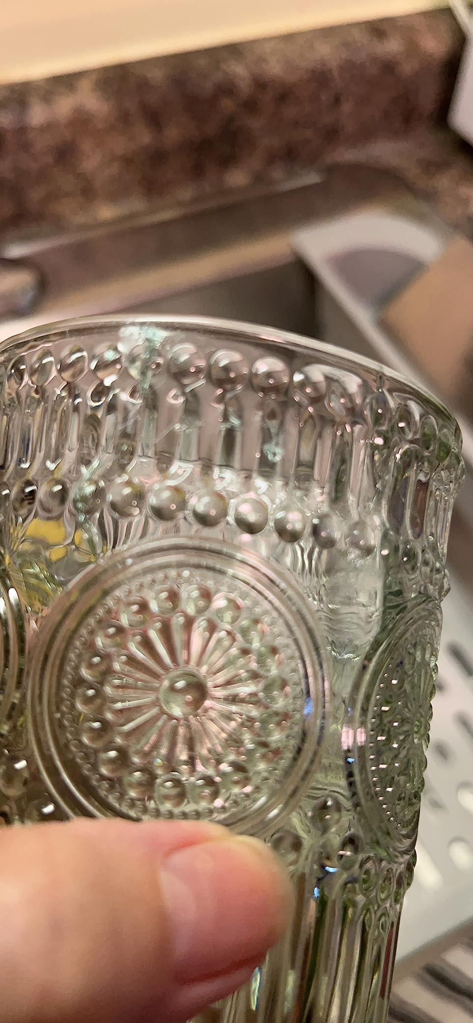 Vintage Textured Sage Green Striped Drinking Glasses Set of 6-13 oz ...