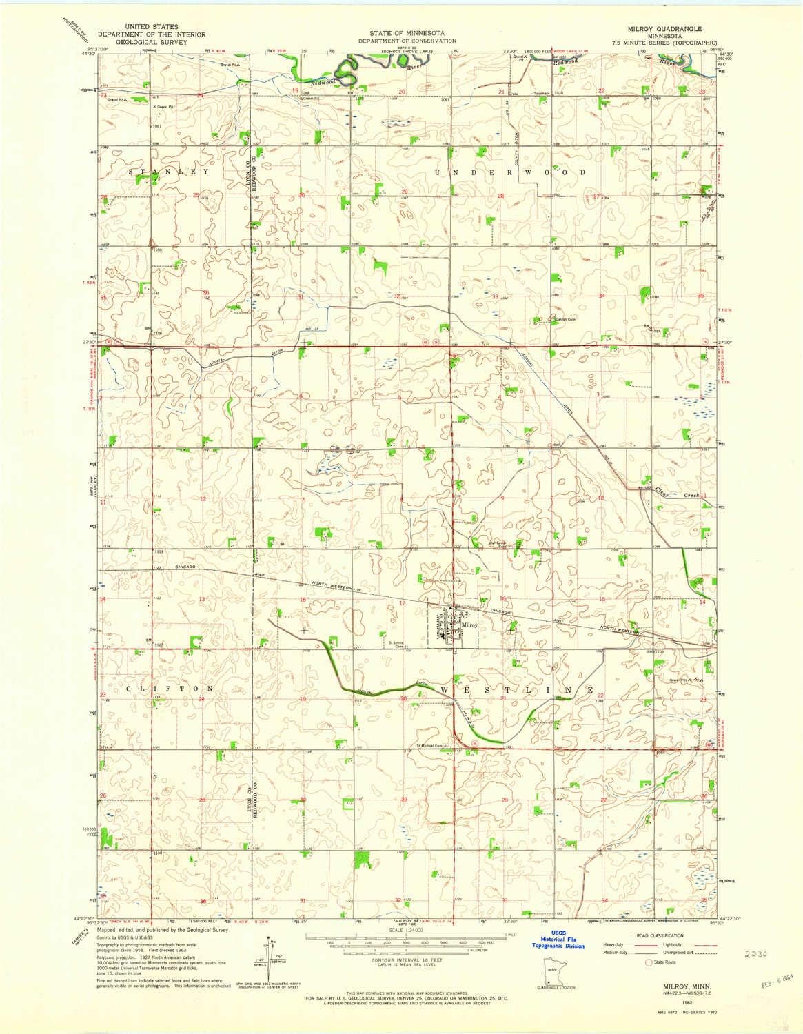 Amazon.com : YellowMaps Milroy MN topo map, 1:24000 Scale, 7.5 X 7.5 ...