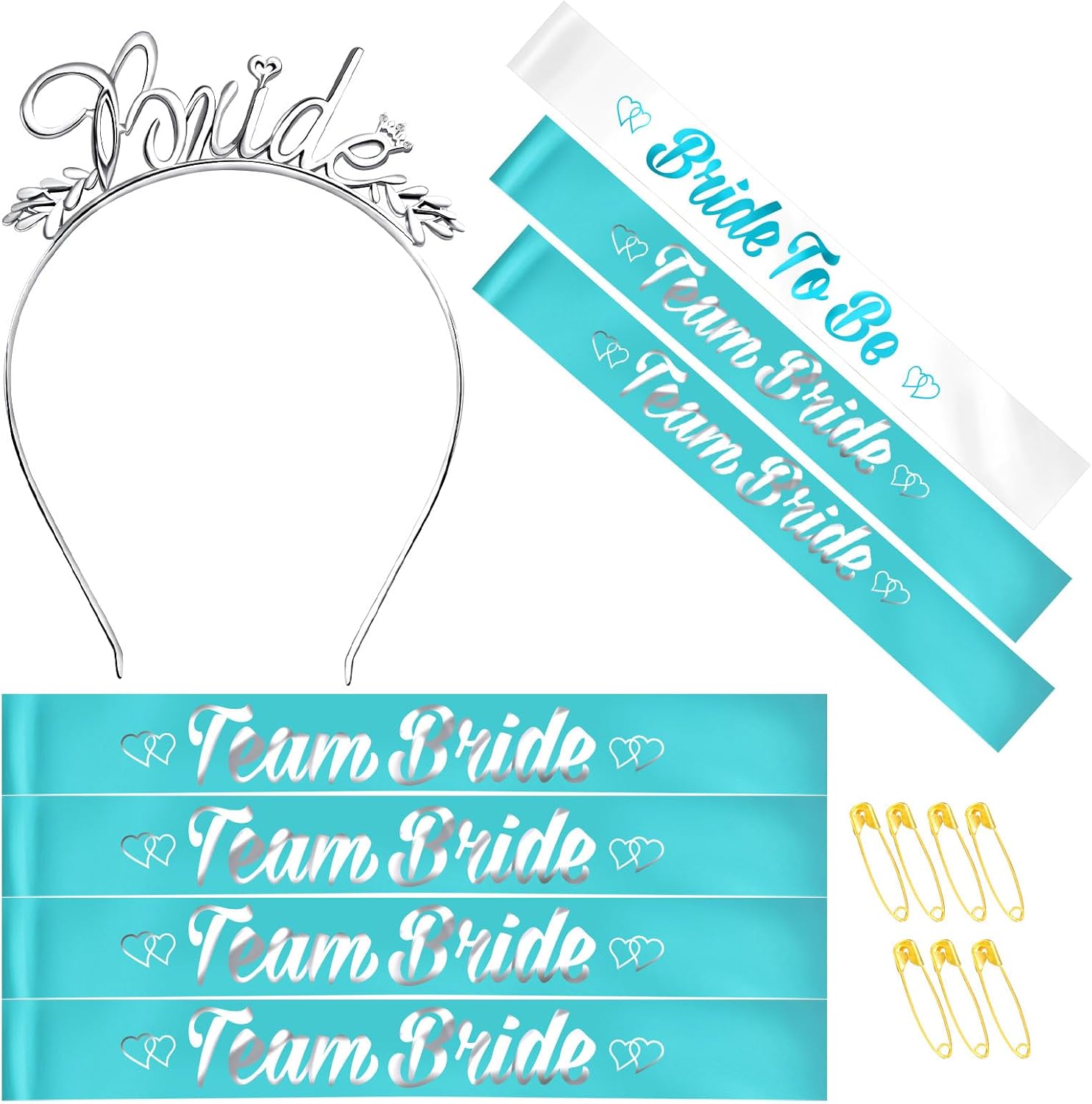 Amazon.com: 8 Pack Team Bride Bachelorette Party Sash Set (Teal) - 1 ...