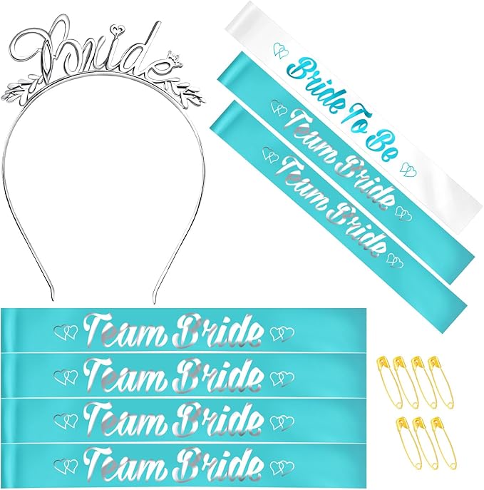 Amazon.com: 8 Pack Team Bride Bachelorette Party Sash Set (Teal) - 1 ...