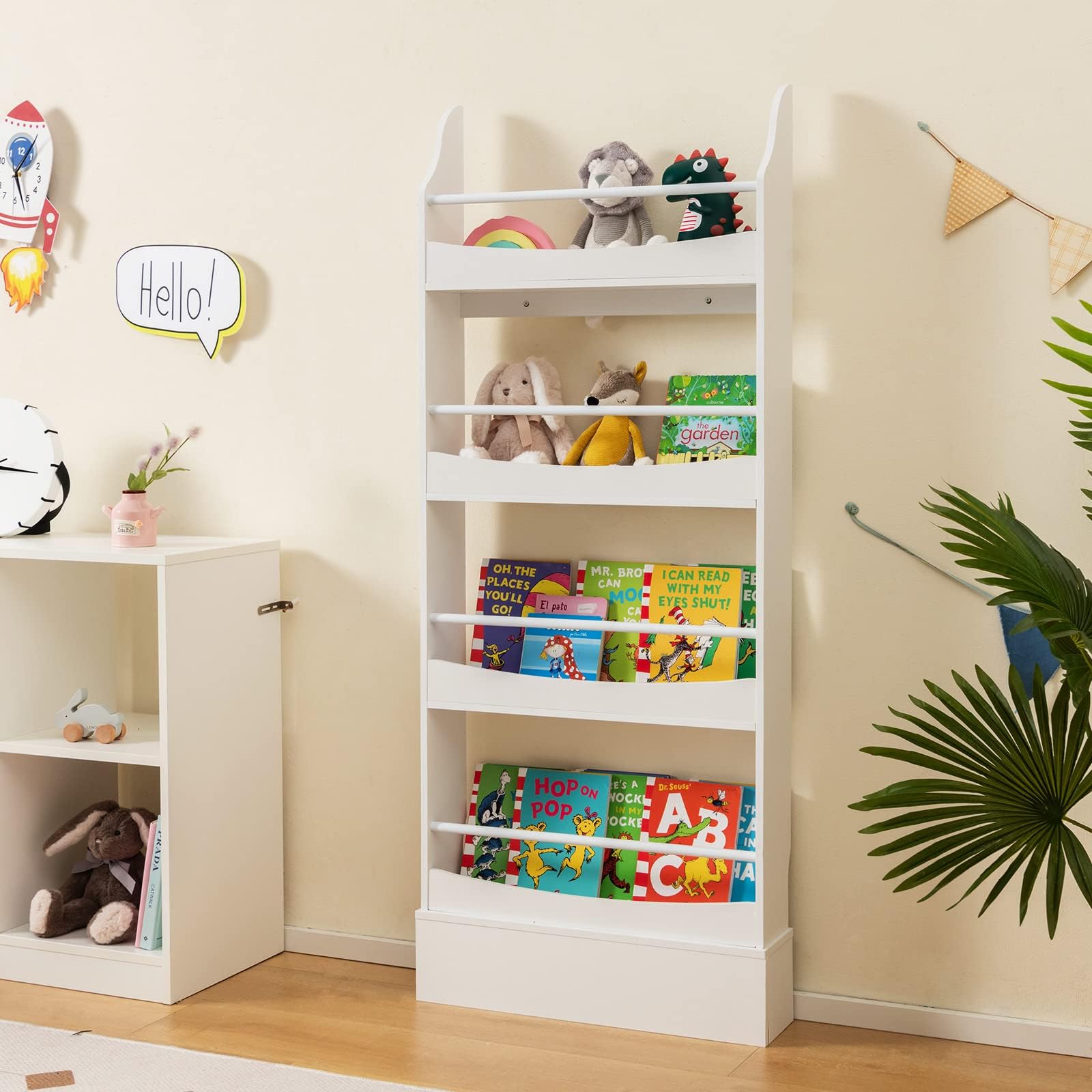 Amazon.com: FOTOSOK Kids Bookshelf, Wall Mount 4-Tier Book Shelf ...