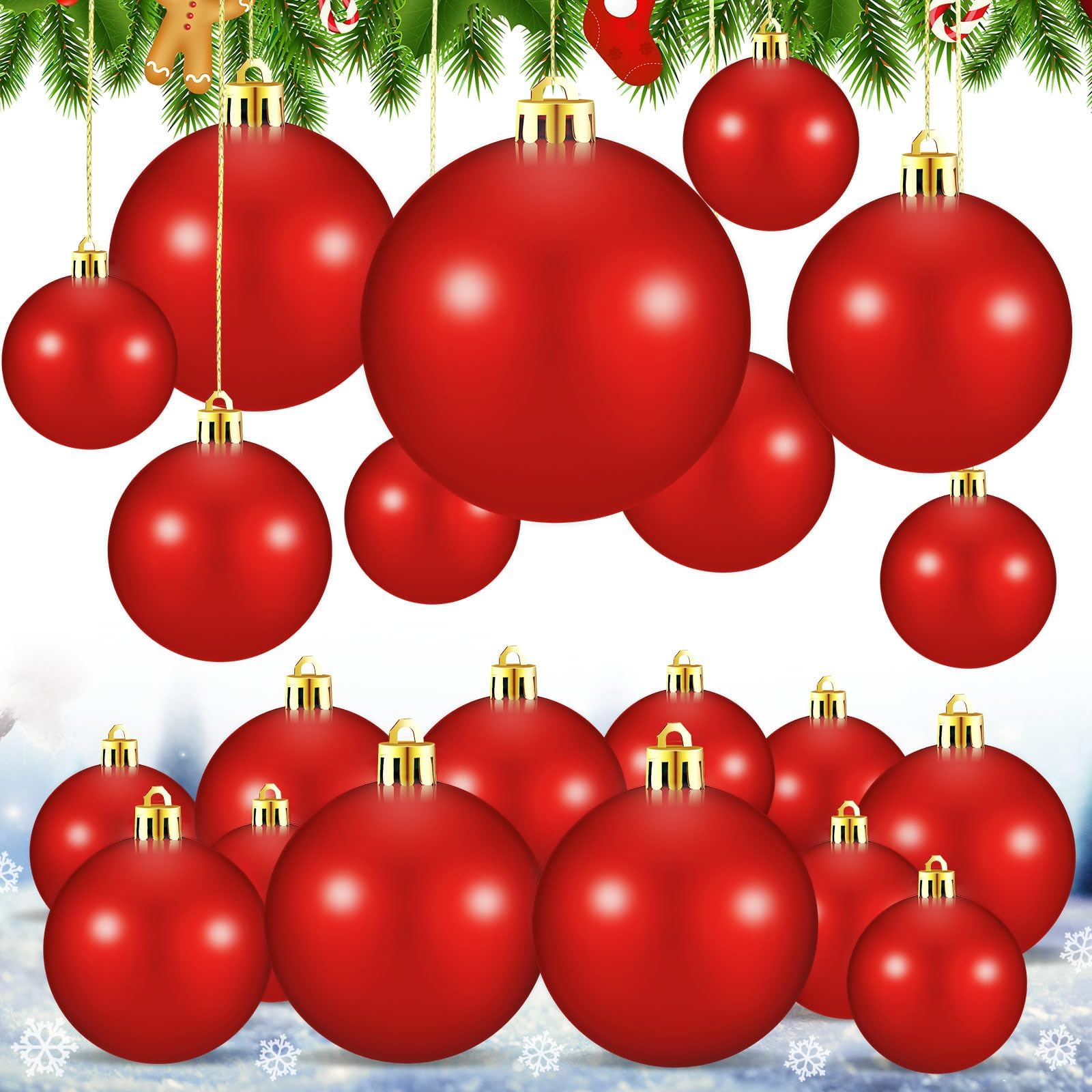 Amazon.com: ShinyRelief 3 Pack 12 Inch Red Christmas Ornaments Balls ...