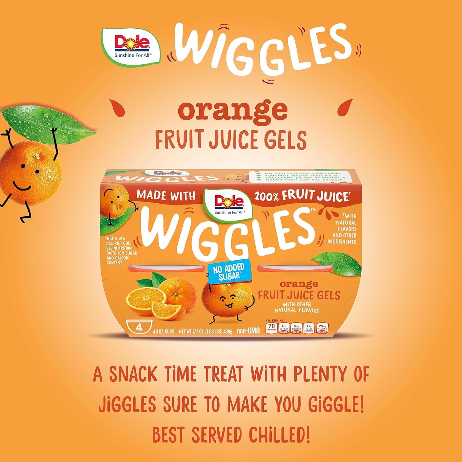 Snapklik.com : Dole Wiggles No Sugar Added Orange Fruit Juice Gels Snacks