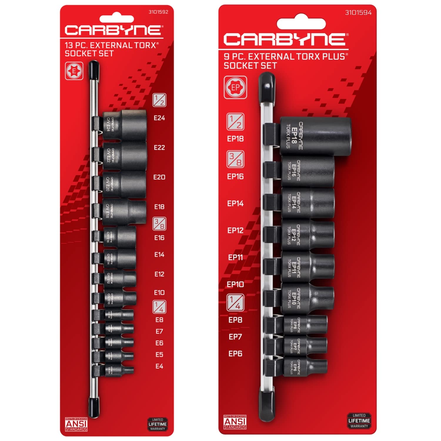 Amazon.com: CARBYNE 13 Piece External Torx (eTorx) Socket Set (E4 to ...