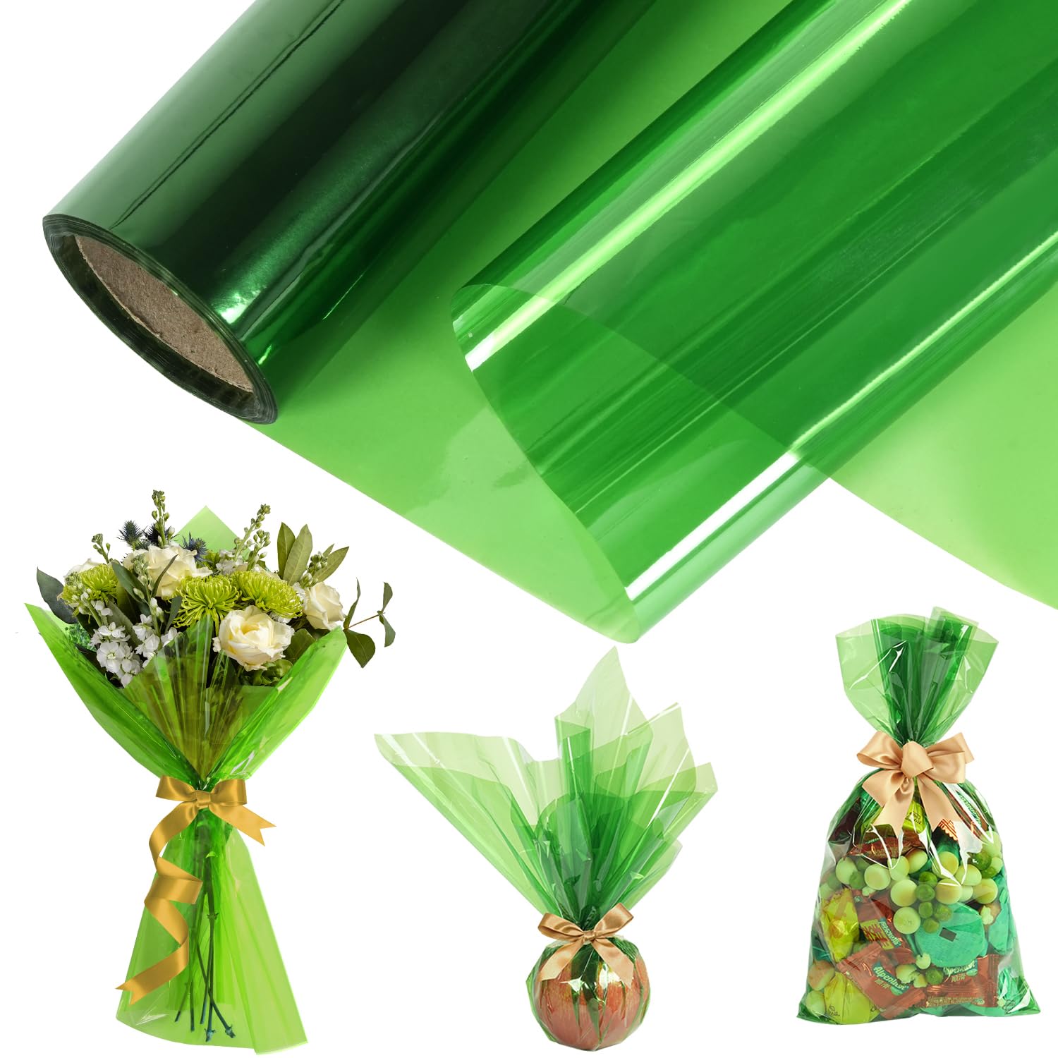 Cellophane Wrap Roll, Width 40cm x 30m Long 3.5 Mil Thick Transparent ...