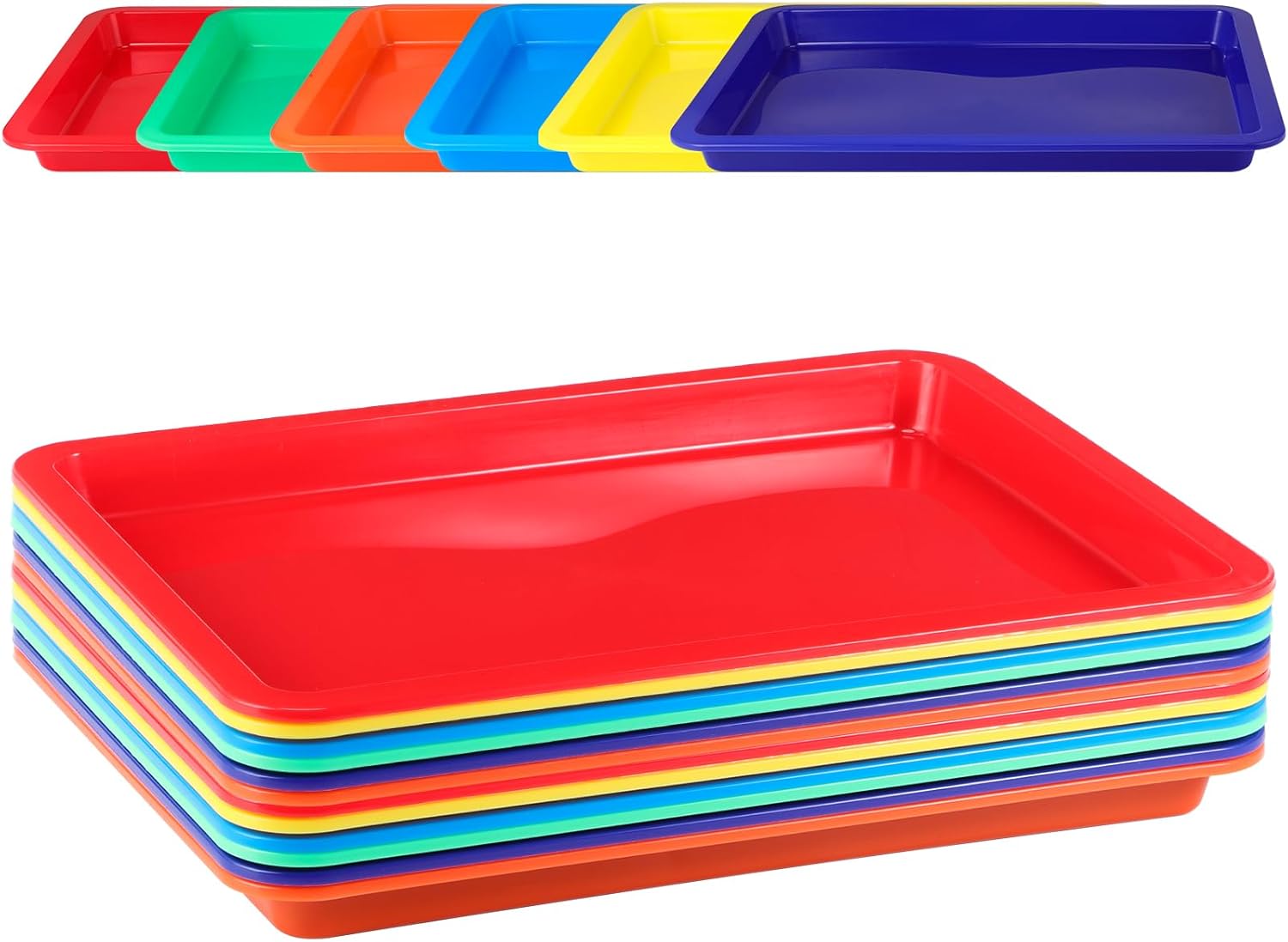 Amazon.com: Zonon 12 Pcs Plastic Art Trays 13.4" x 9.8" x 1" Colorful ...