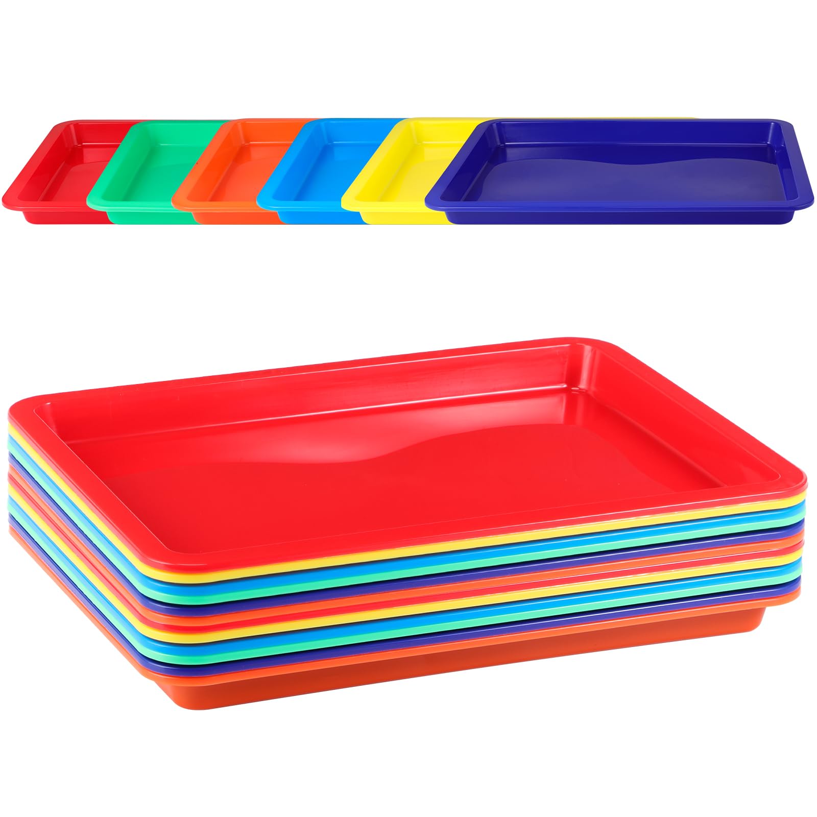 Amazon.com: Zonon 12 Pcs Plastic Art Trays 13.4" x 9.8" x 1" Colorful ...