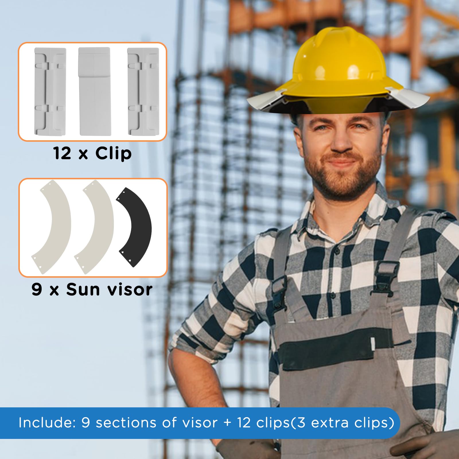 Hard Hat Sun Shade Fits Standard V-Gard Full Brim Attachment,Reusable ...