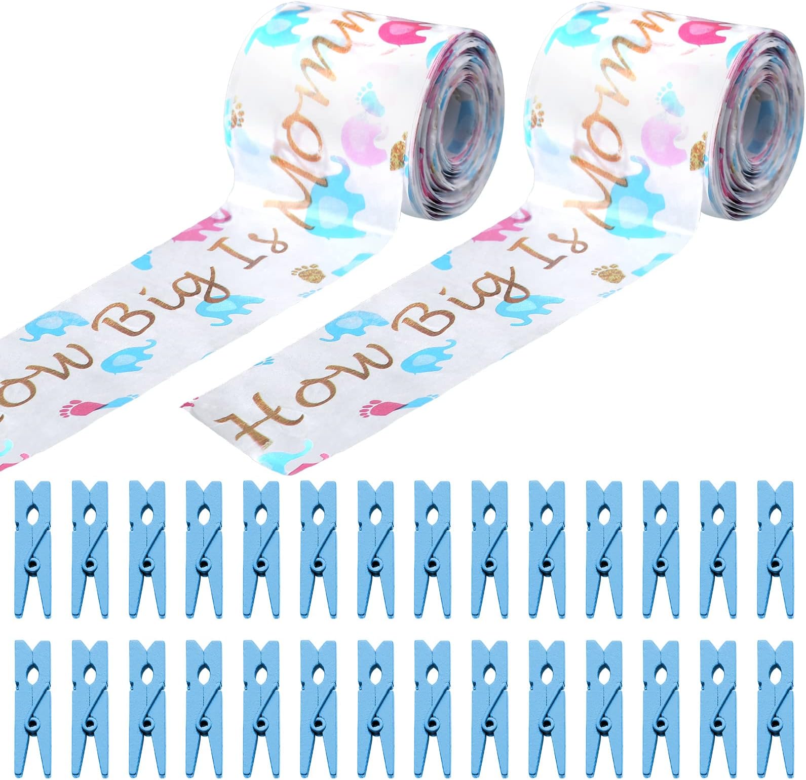 Amazon.com: 2 Rolls 2 Inch x 150 Feet Baby Shower Measuring Tape Tummy ...